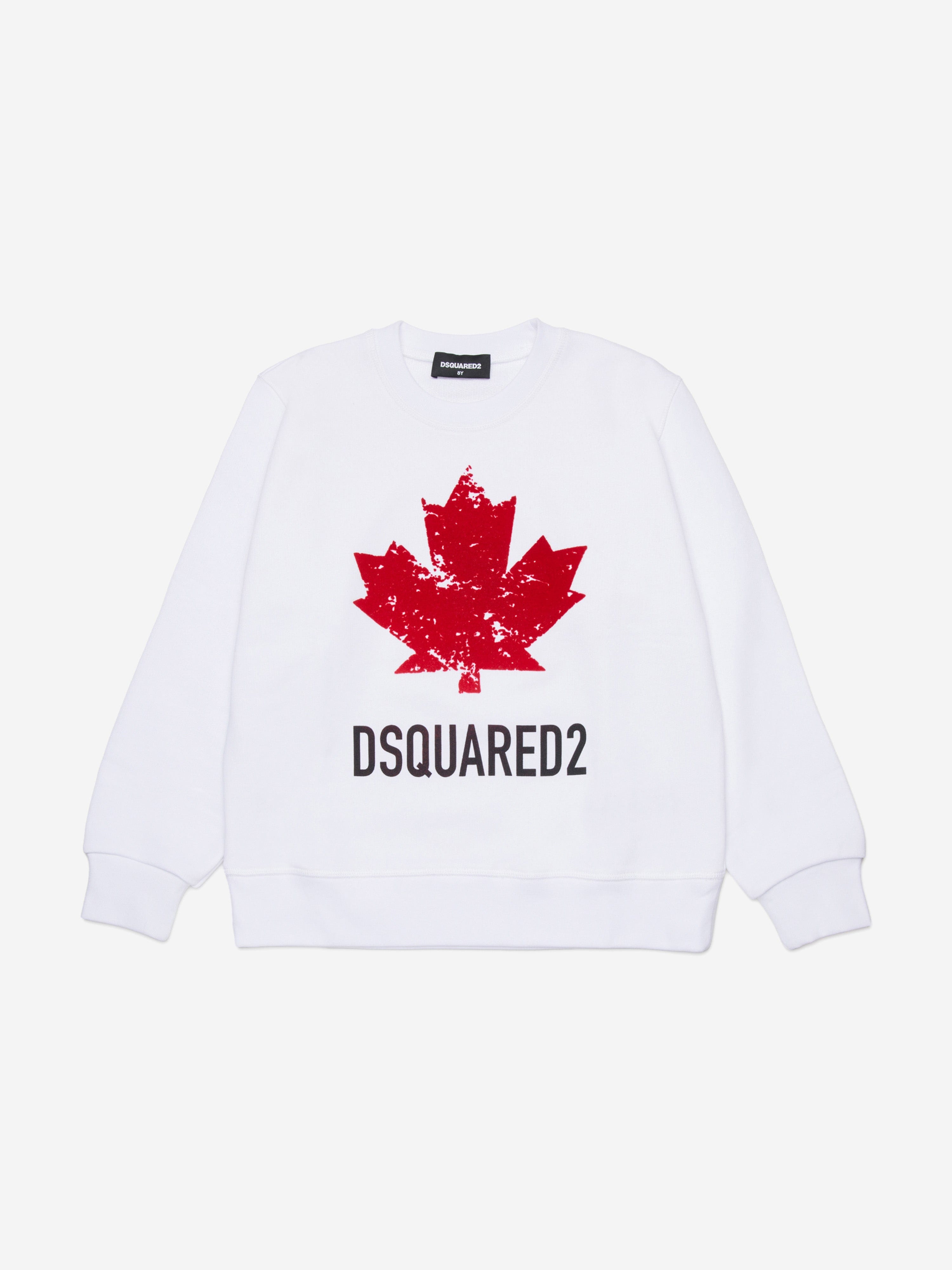 Dsquared2 Kids Maple Leaf Logo Sweatshirt in White | Childsplay Clothing