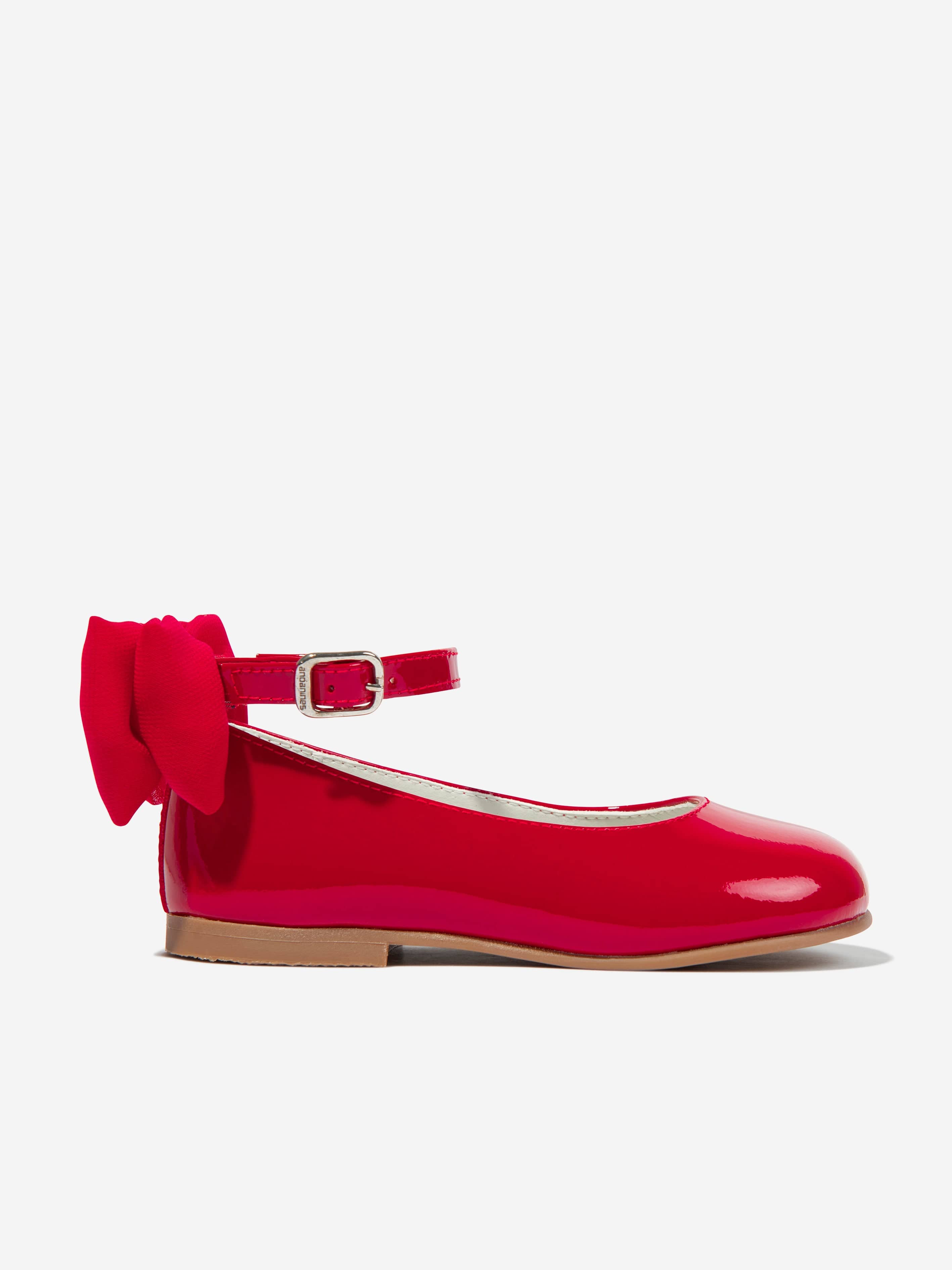 Andanines Girls Patent Leather Bow Shoes in Red | Childsplay Clothing