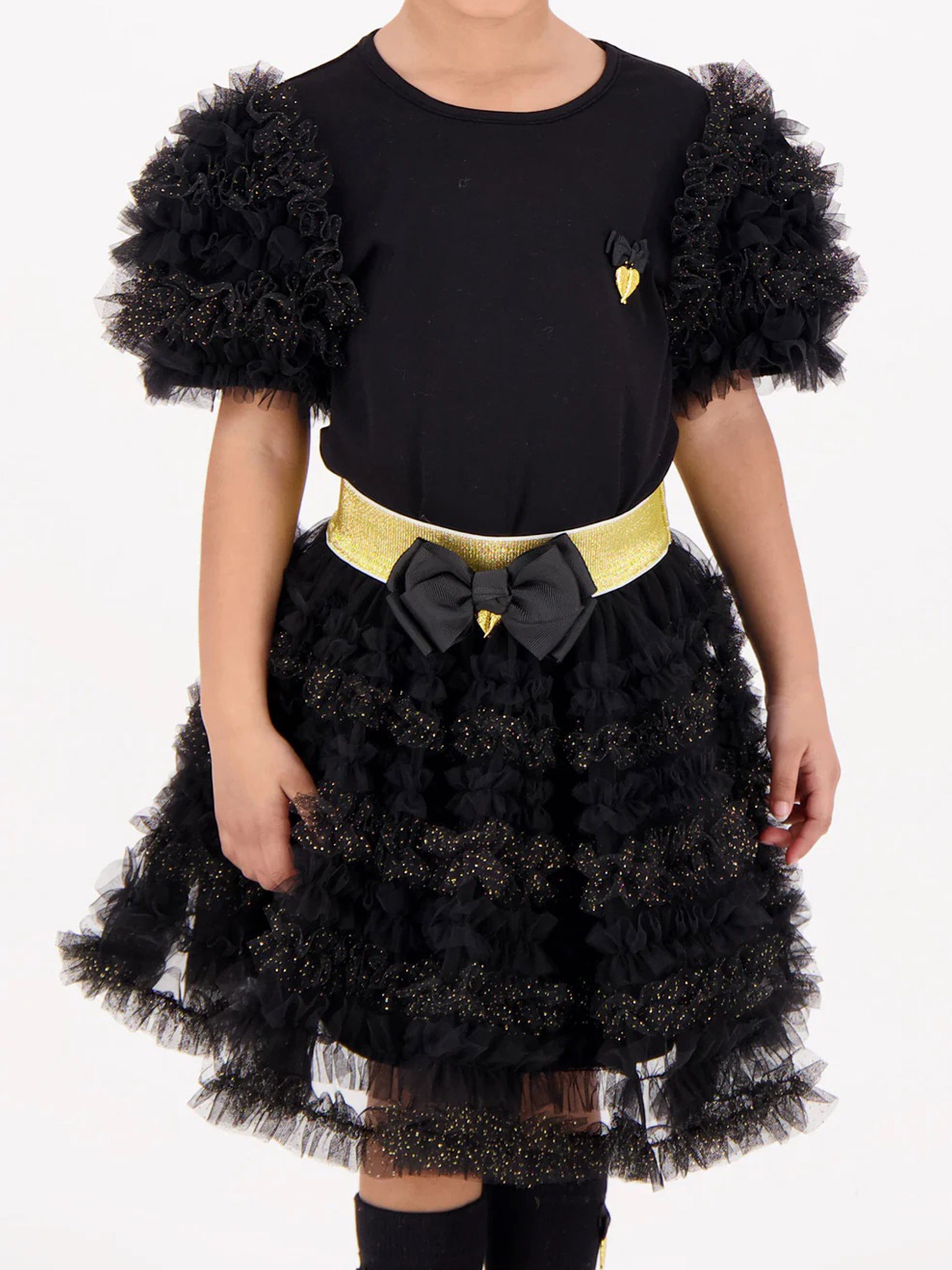 Angels Face Girls Ballroom Ruffle Skirt in Black | Childsplay Clothing UK