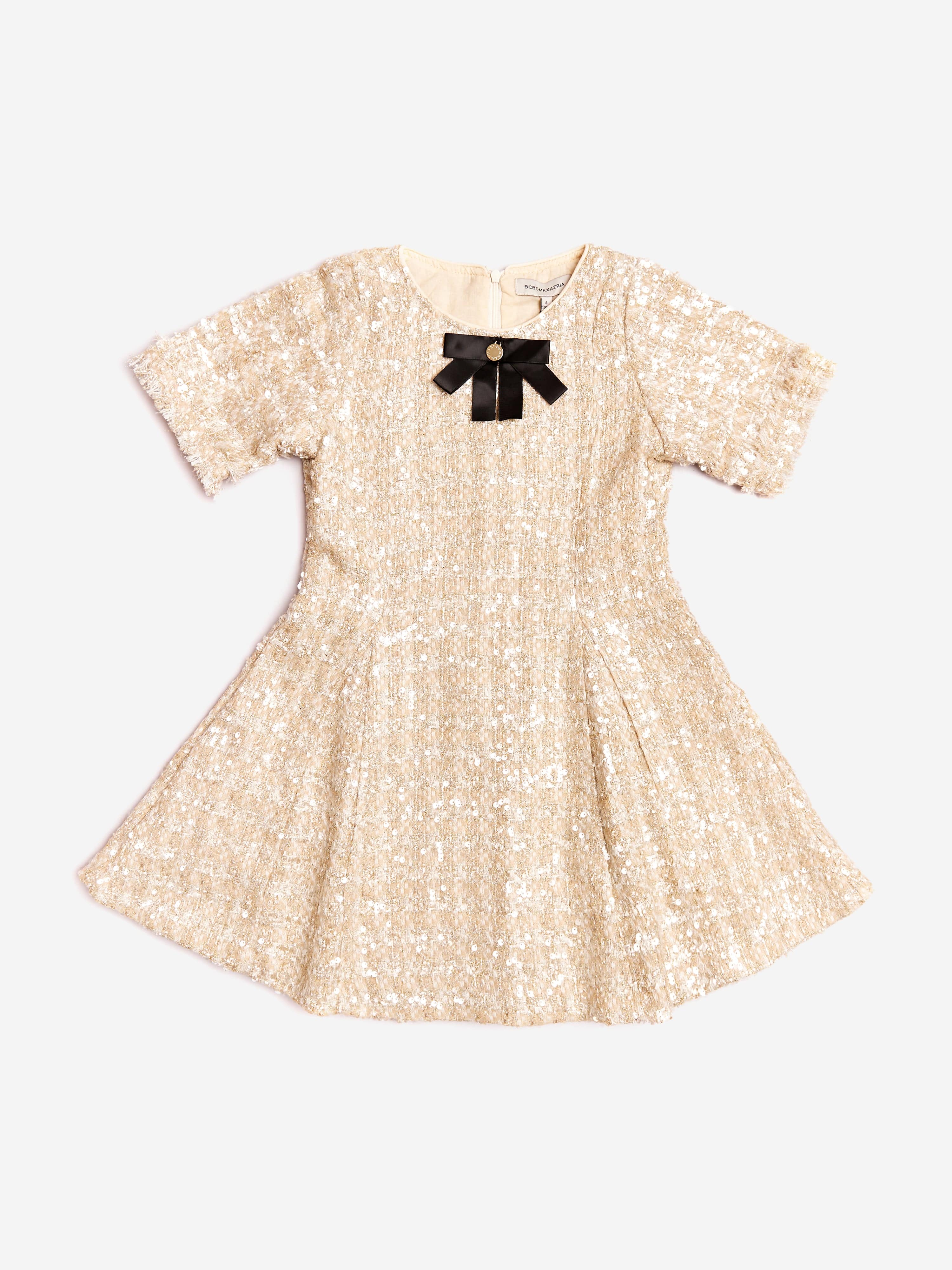 BCBGMAXAZRIA Girls Tweed Dress in Gold | Childsplay Clothing UK