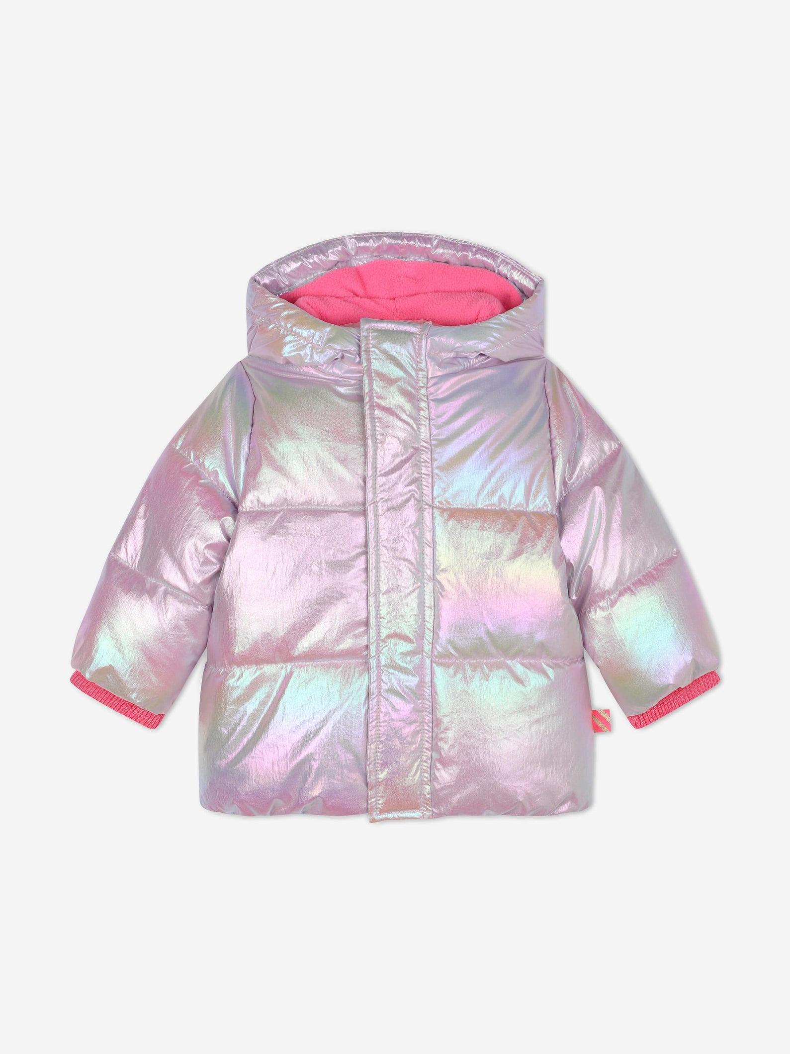 Billieblush Baby Girls Shiny Hooded Puffer Jacket in Purple | Childsplay Clothing