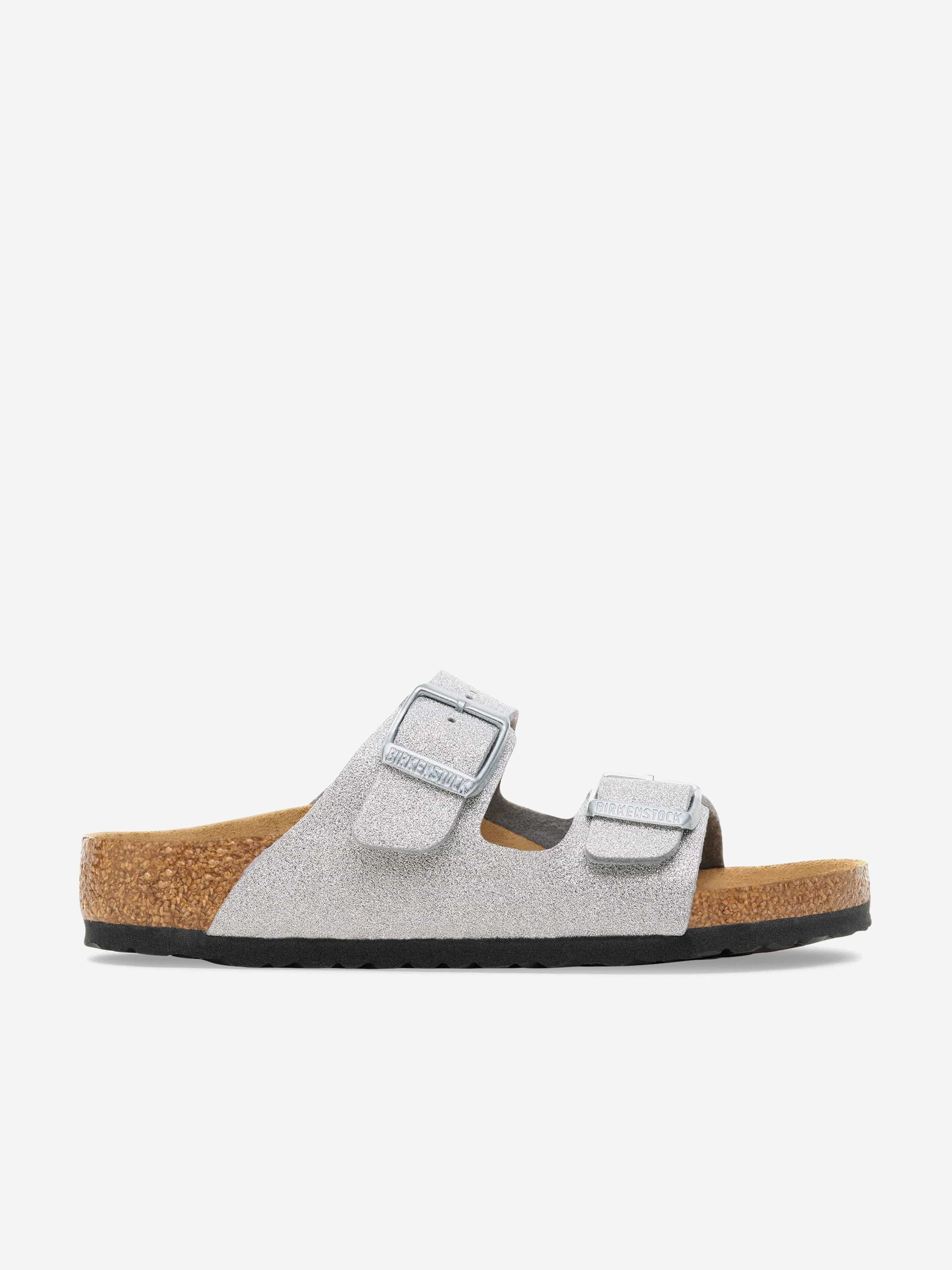 BIRKENSTOCK Girls Arizona Shiny Glitter Sandals in Silver | Childsplay ...