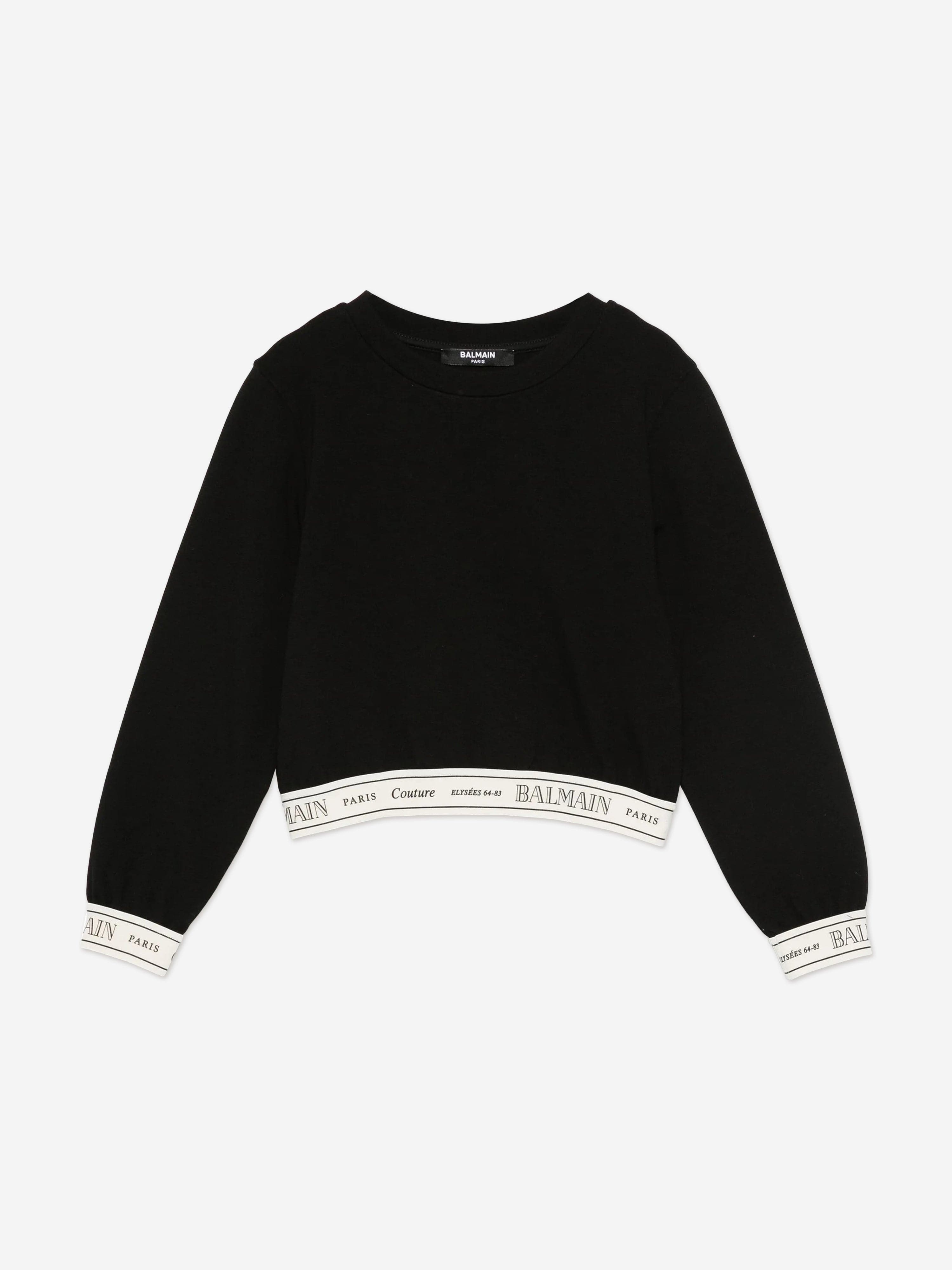 Balmain Girls Logo Band Sweatshirt in Black | Childsplay Clothing