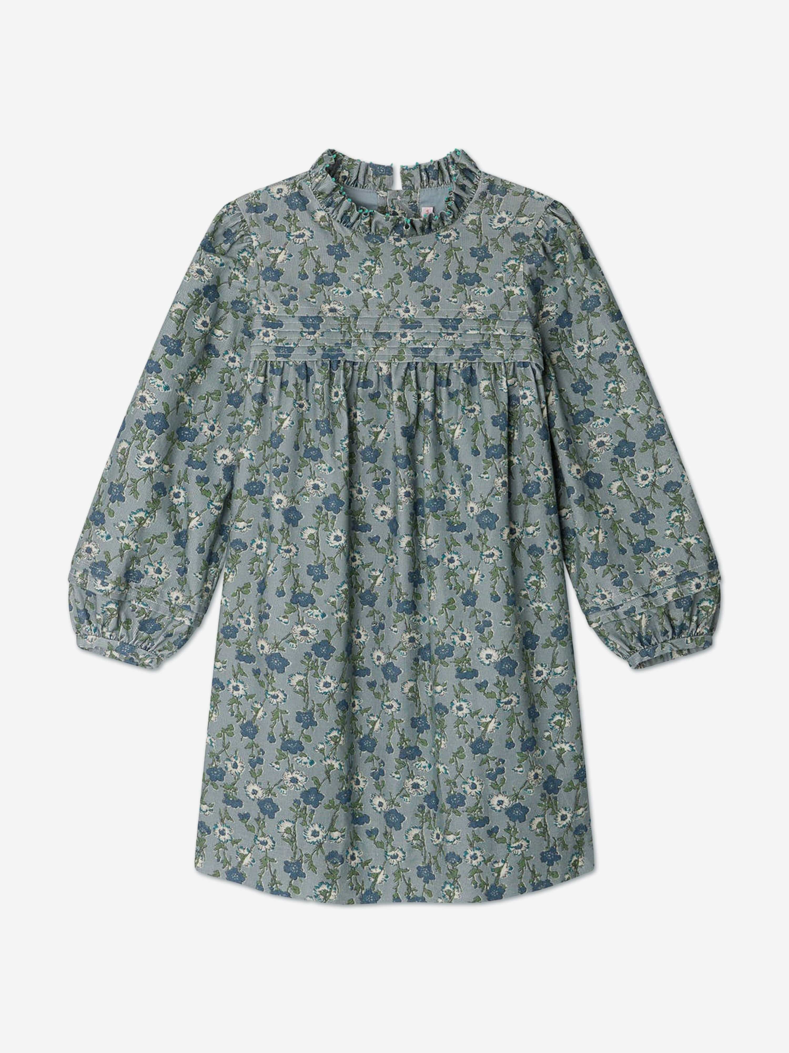Bonpoint Girls Floral Topaz Dress in Green | Childsplay Clothing