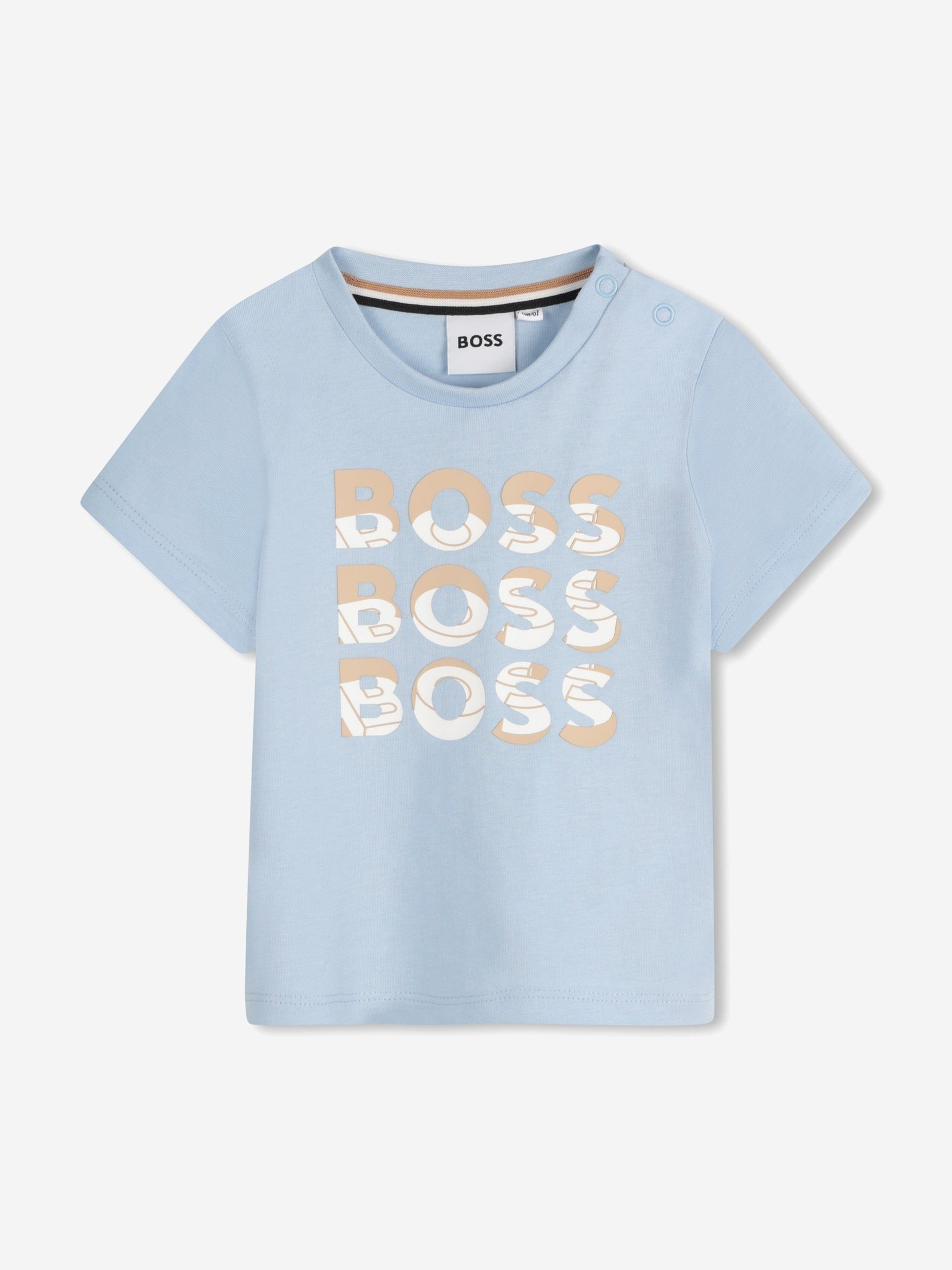 BOSS Baby Boys Multi Logo Print T-Shirt in Blue | Childsplay Clothing