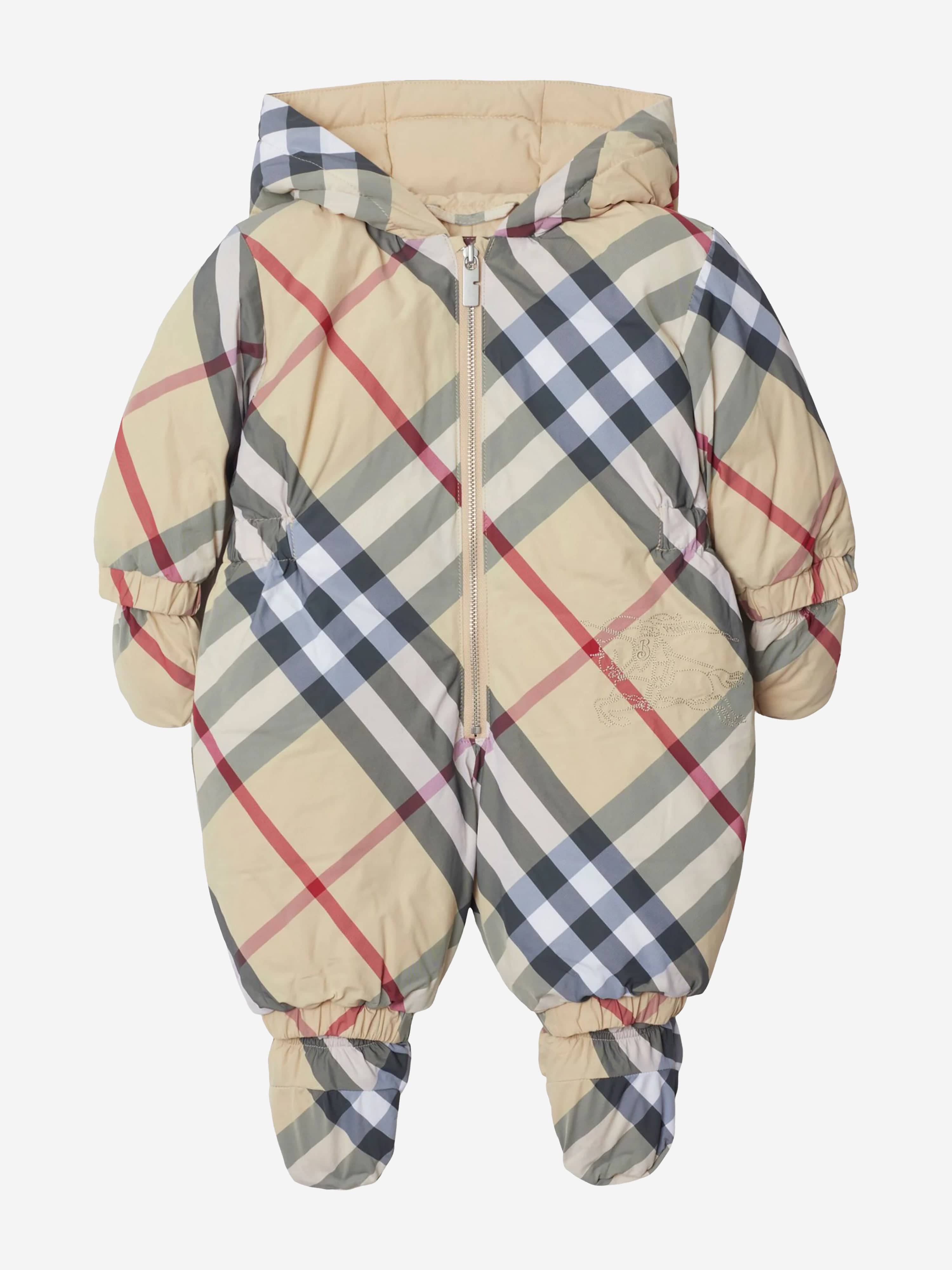 Burberry Baby Robson Check Snowsuit in Beige | Childsplay Clothing