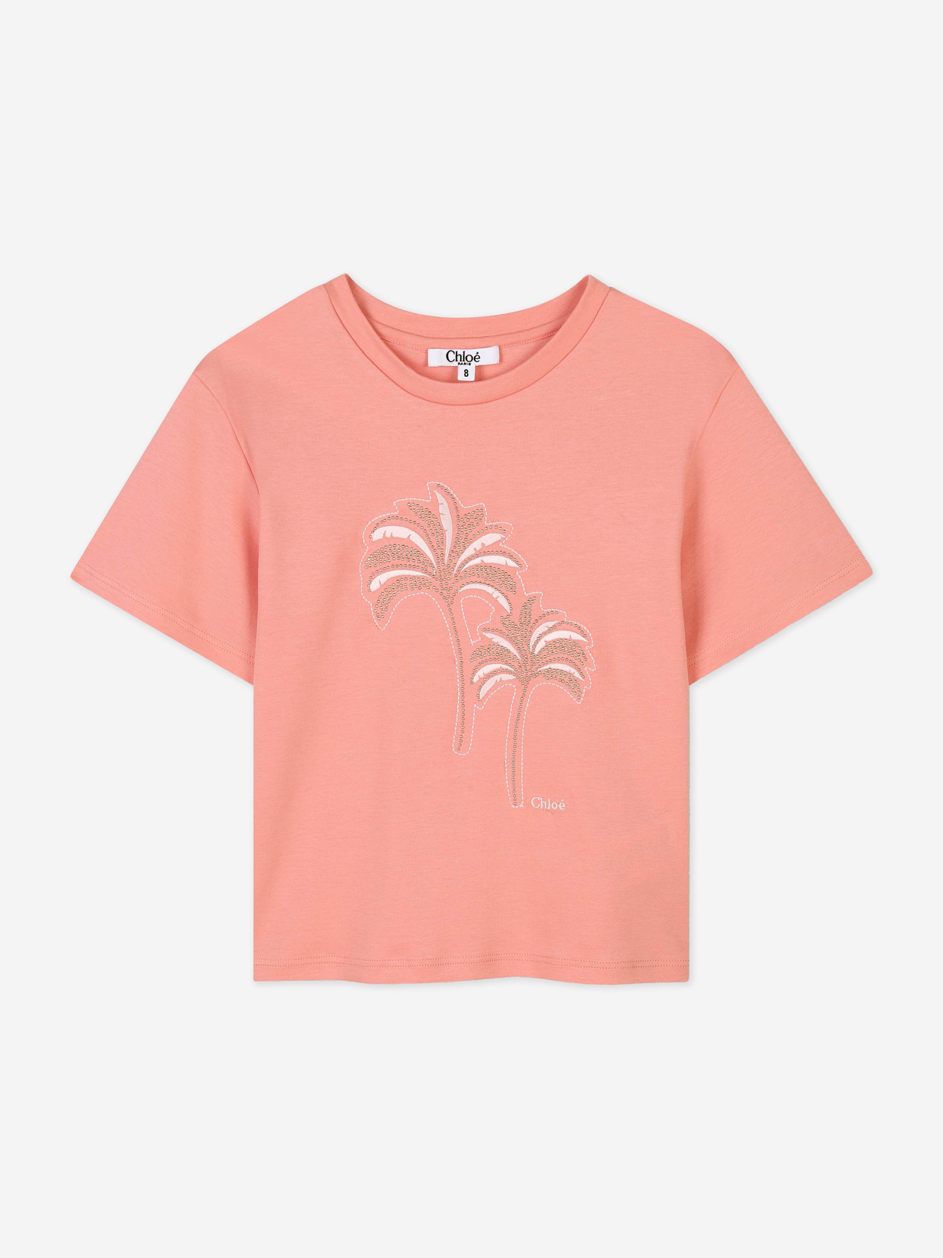 Chloé Girls Palm Tree T-Shirt in Pink | Childsplay Clothing