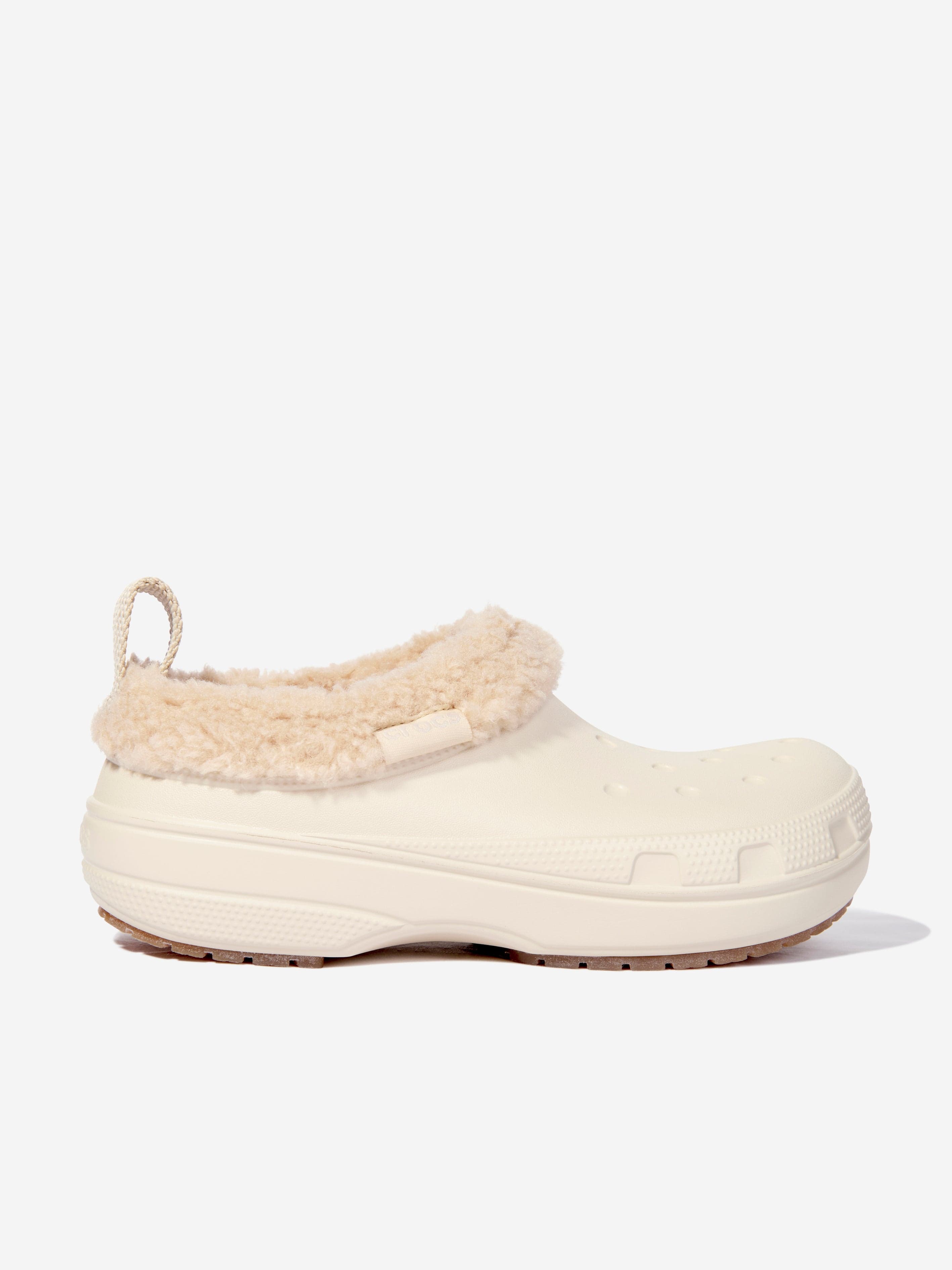 Crocs Kids Classic Lined Shorty Clog in Ivory | Childsplay Clothing UK