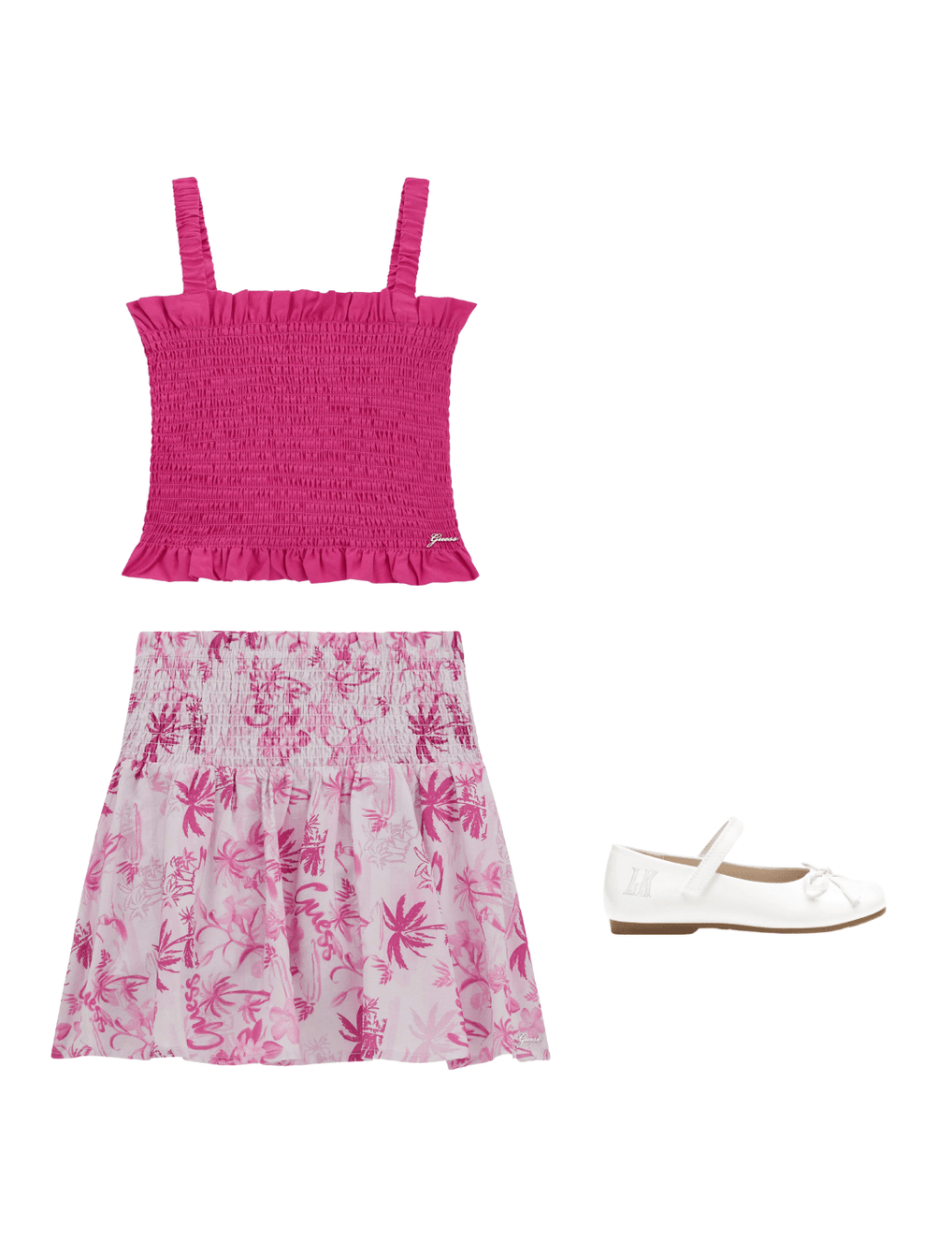 Guess Girls Palm Tree Mini Skirt in Pink | Childsplay Clothing UK