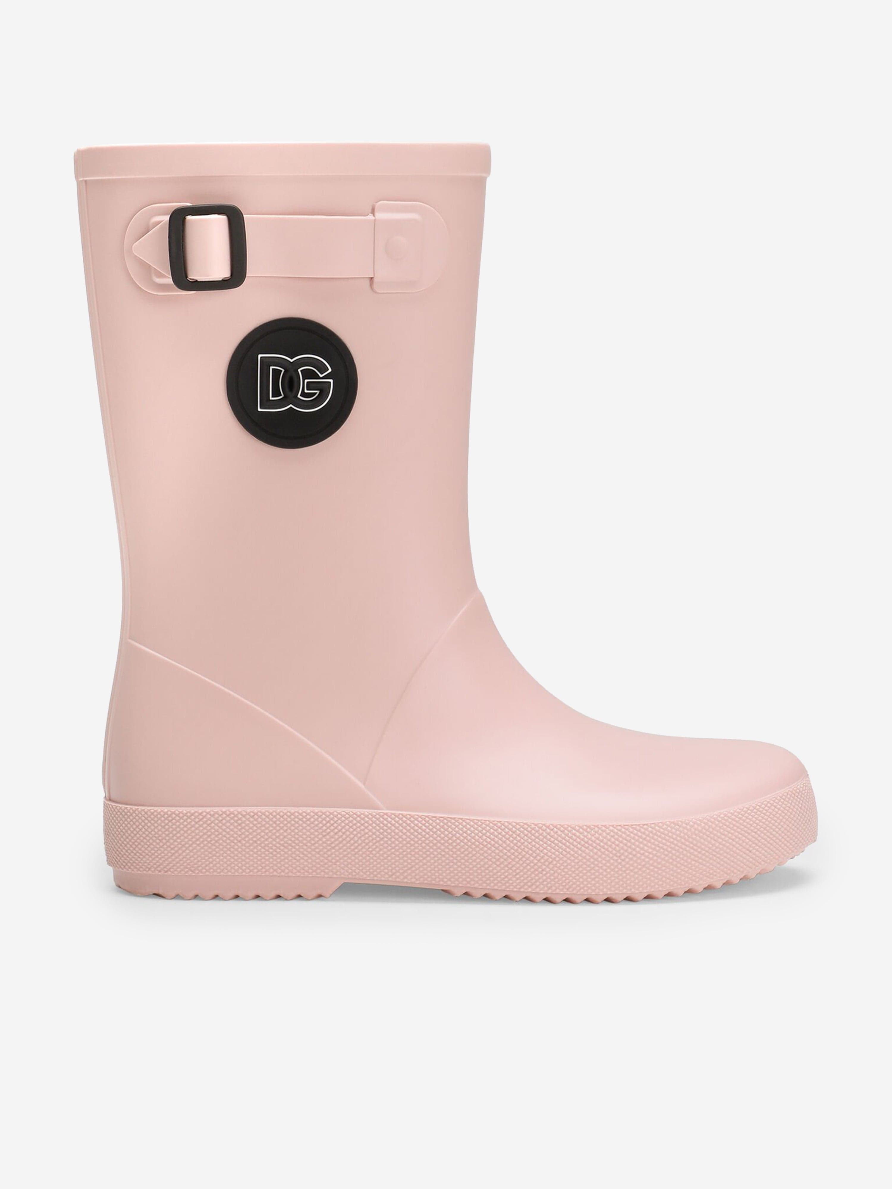 Dolce & Gabbana Girls Logo Rain Boots in Pink | Childsplay Clothing UK
