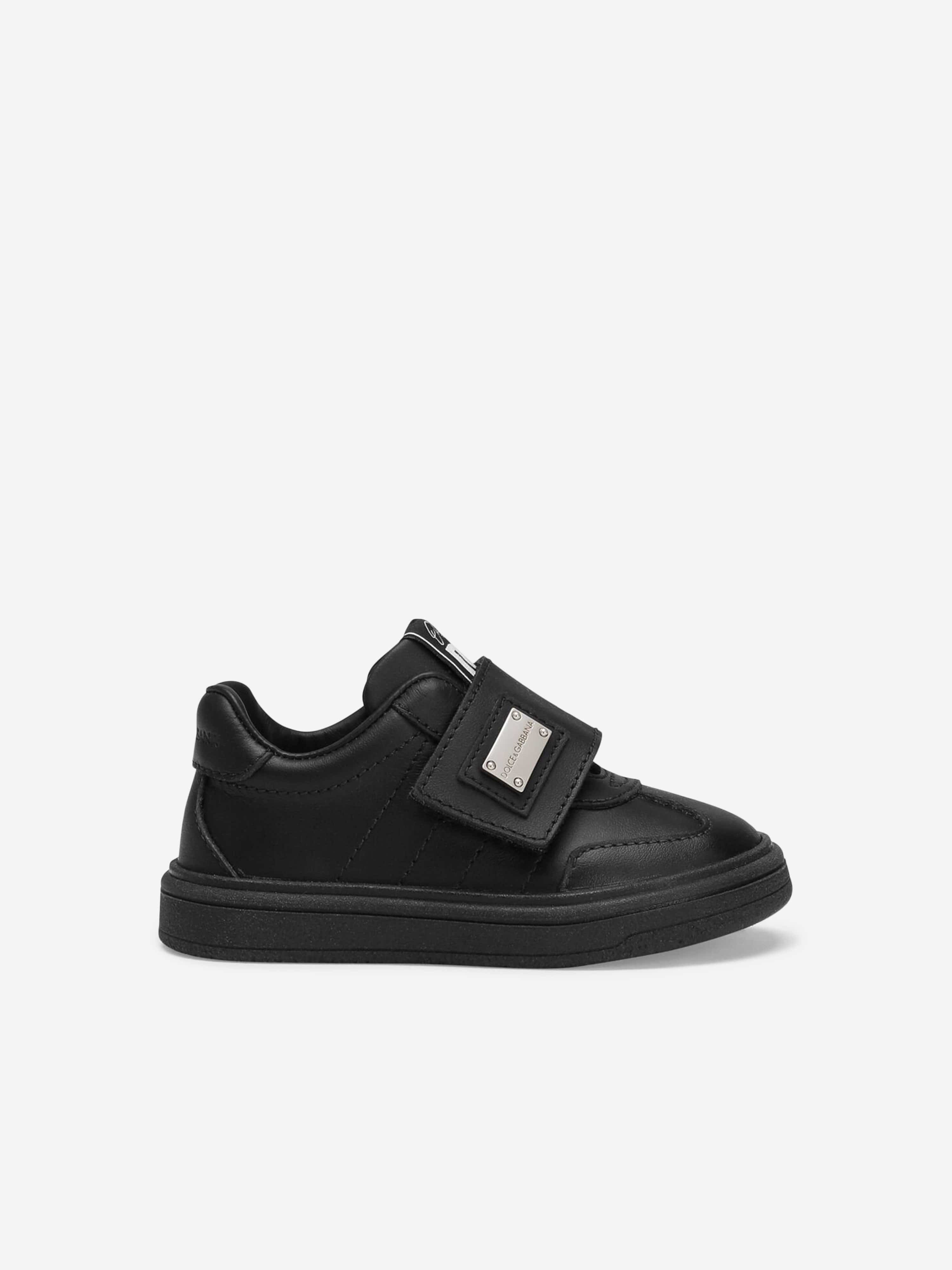 Dolce & Gabbana Kids Leather Velcro Strap Trainers in Black ...