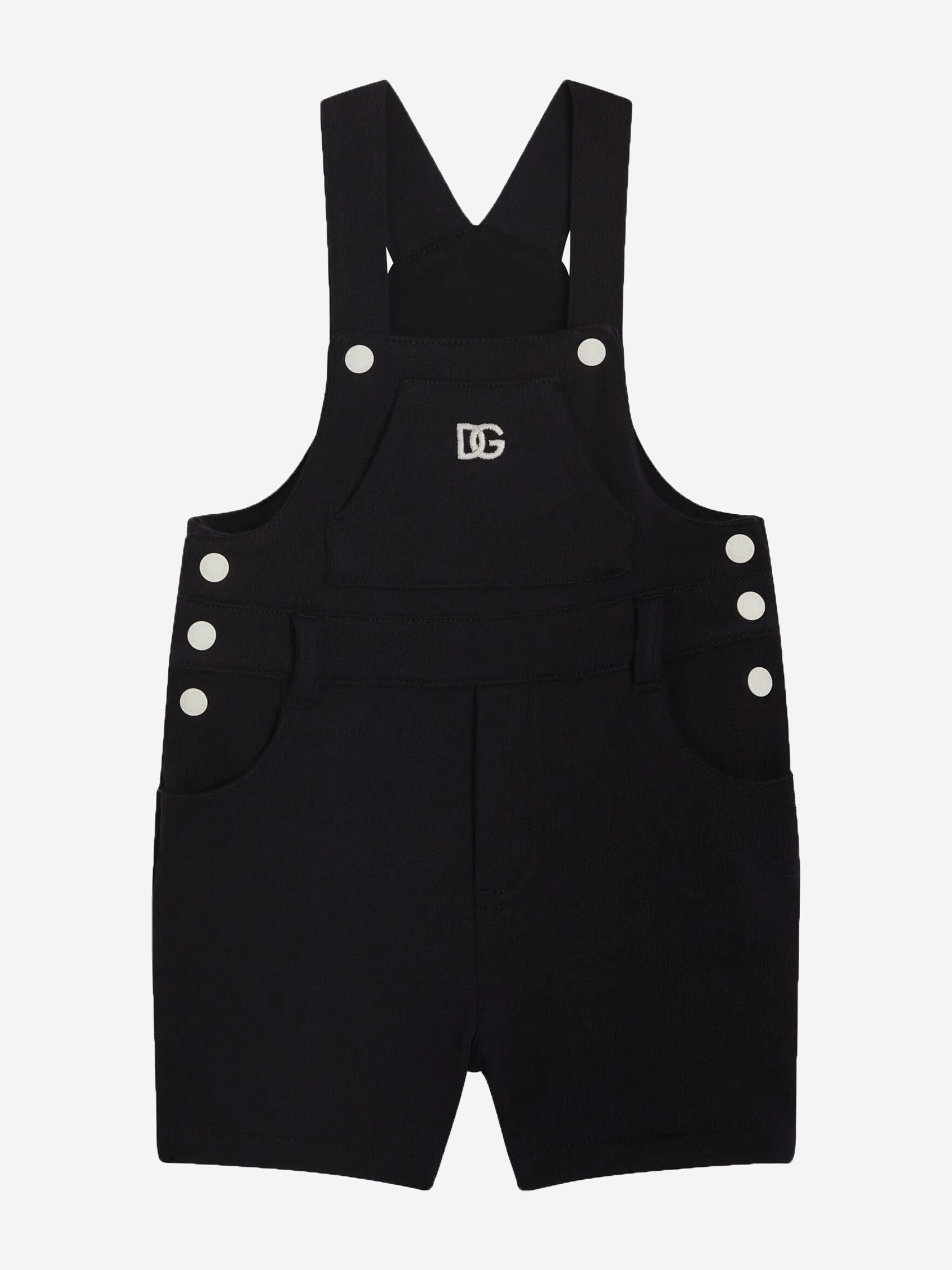 Dolce & Gabbana Baby Embroidered Logo Dungarees in Black | Childsplay ...