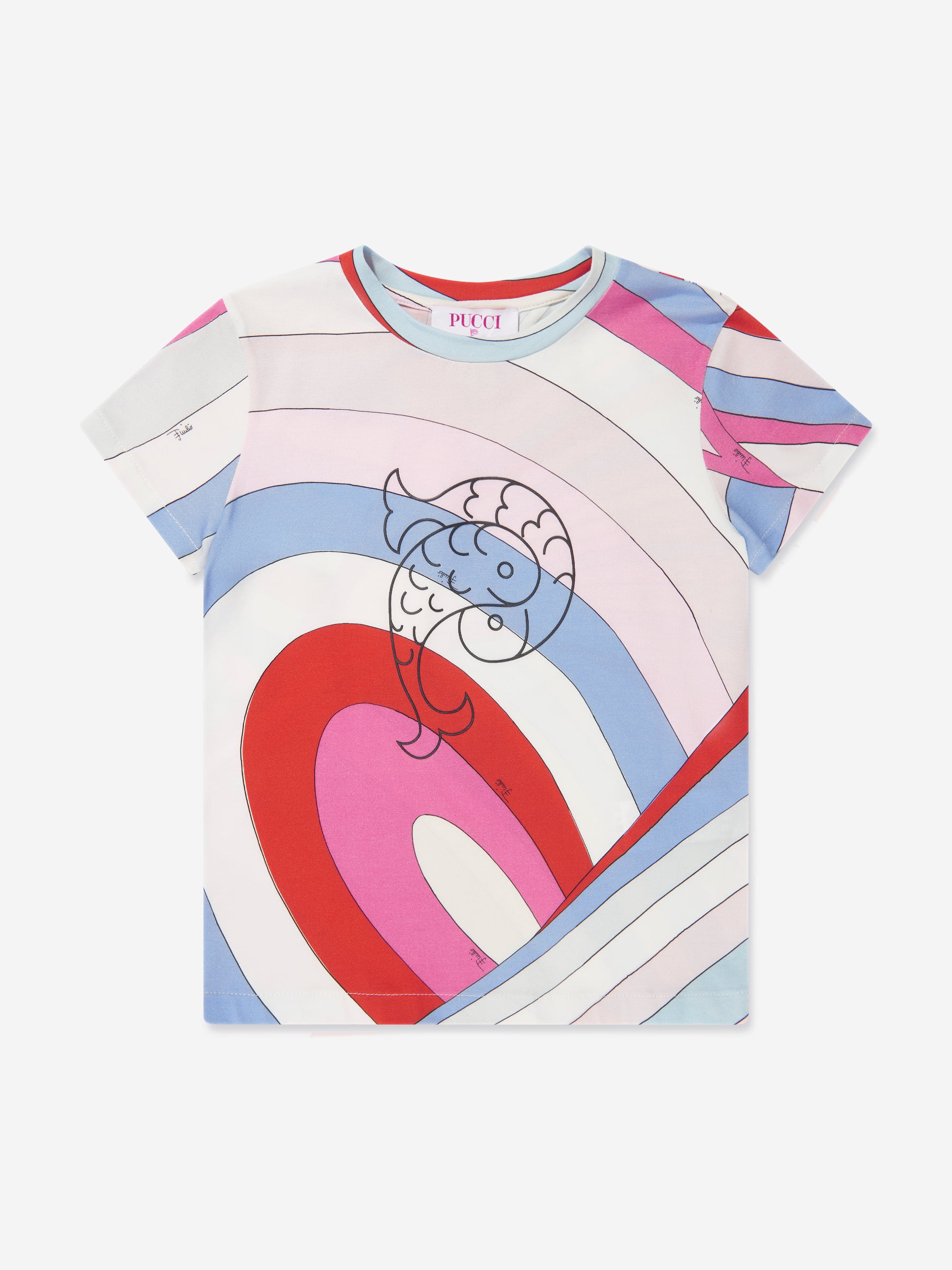 Pucci Girls Fish Logo T-Shirt in Multicolour | Childsplay Clothing