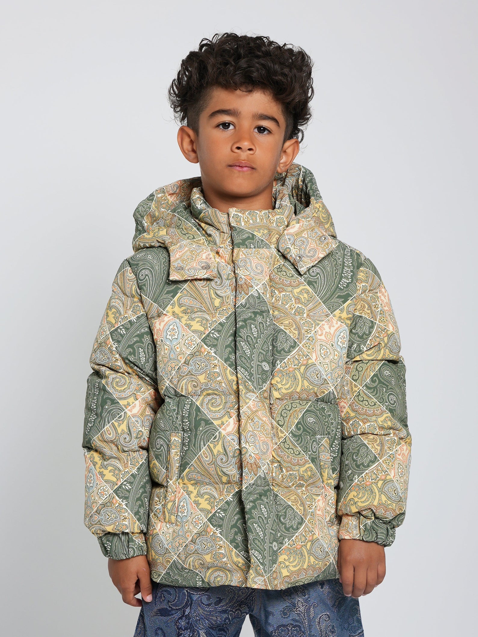Etro Boys Paisley Puffer Jacket in Green | Childsplay Clothing