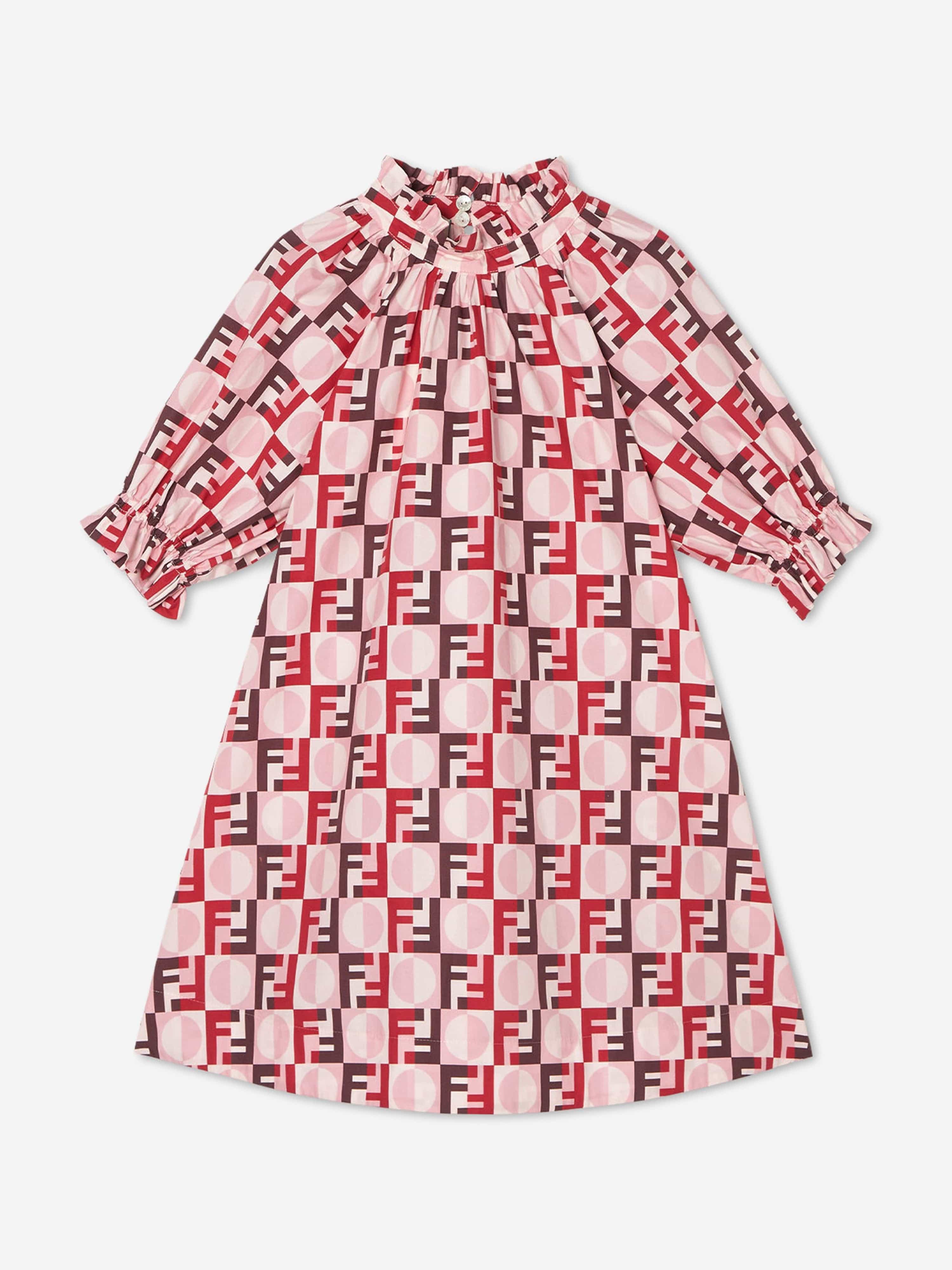 Fendi Girls FF Logo Dress in Pink | Childsplay Clothing UK