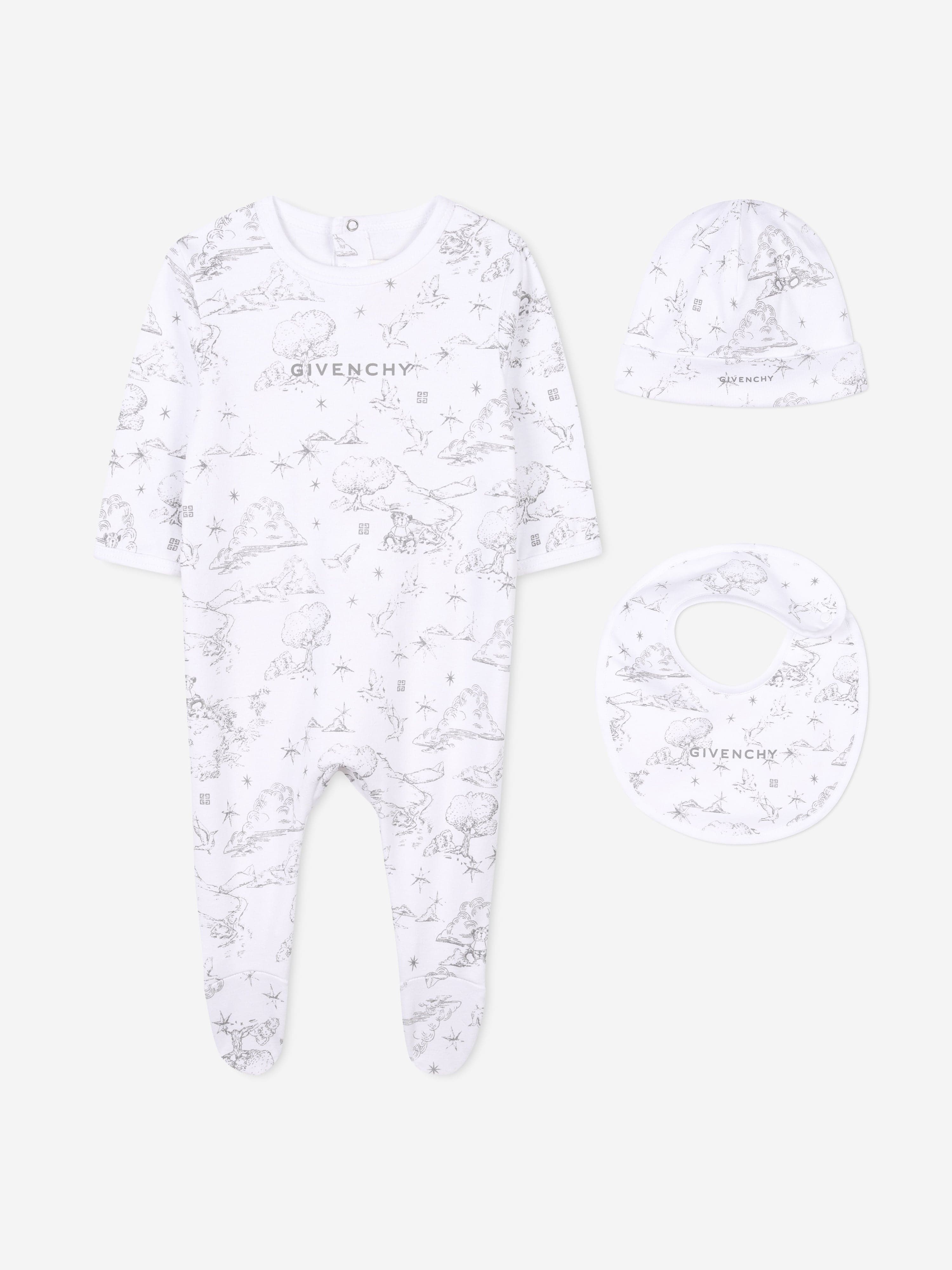Givenchy Baby Toile de Jouy Babygrow Set in White | Childsplay Clothing UK