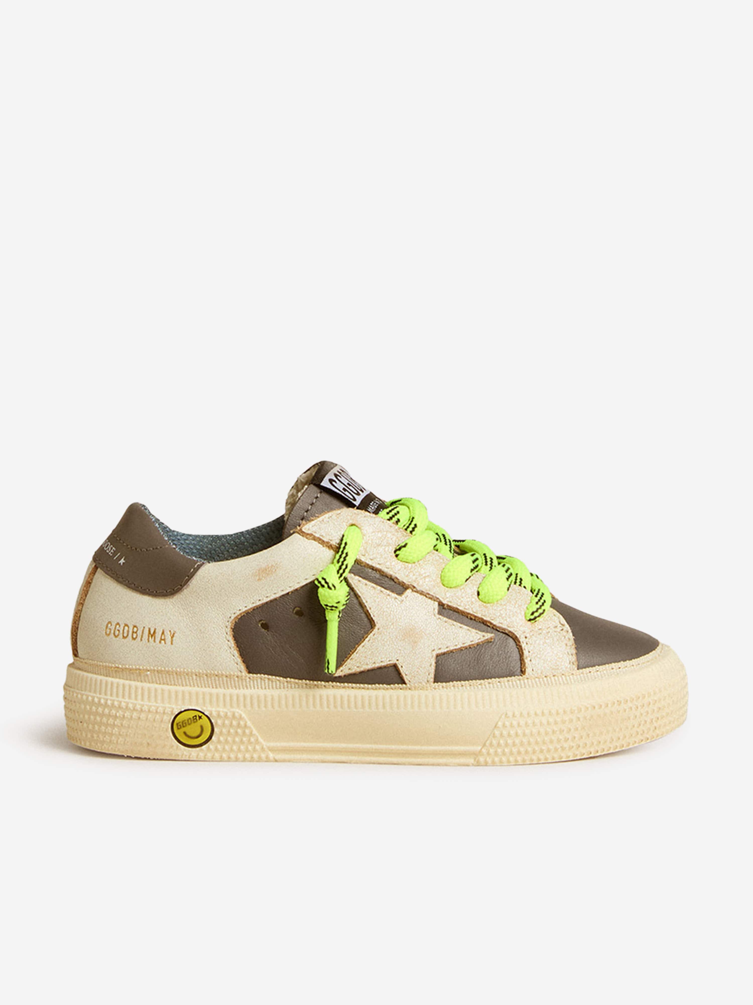 Golden Goose Boys Leather May Trainers in Ivory | Childsplay Clothing UK