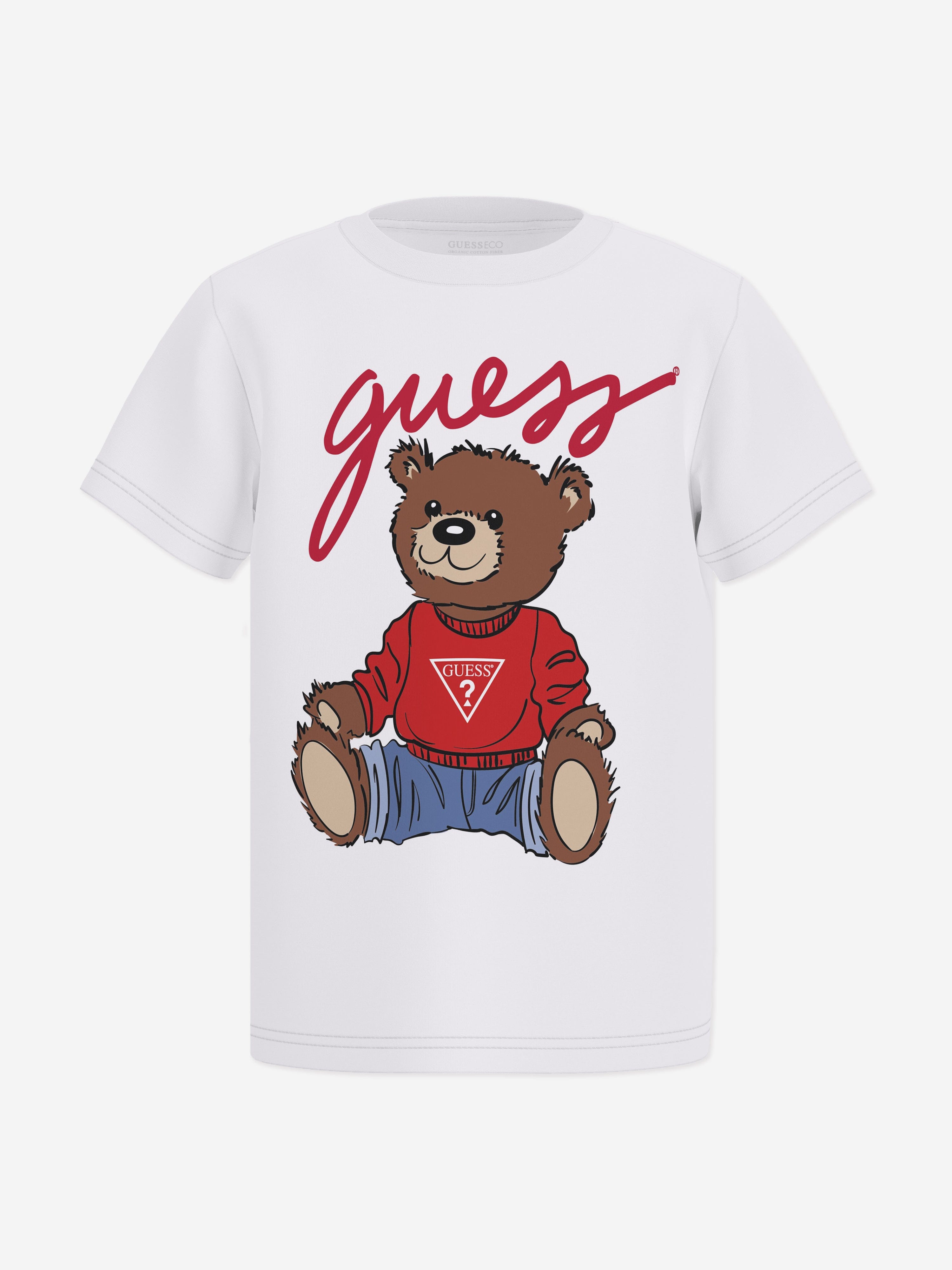 Guess Kids Teddy Bear Logo T-Shirt in White | Childsplay Clothing UK