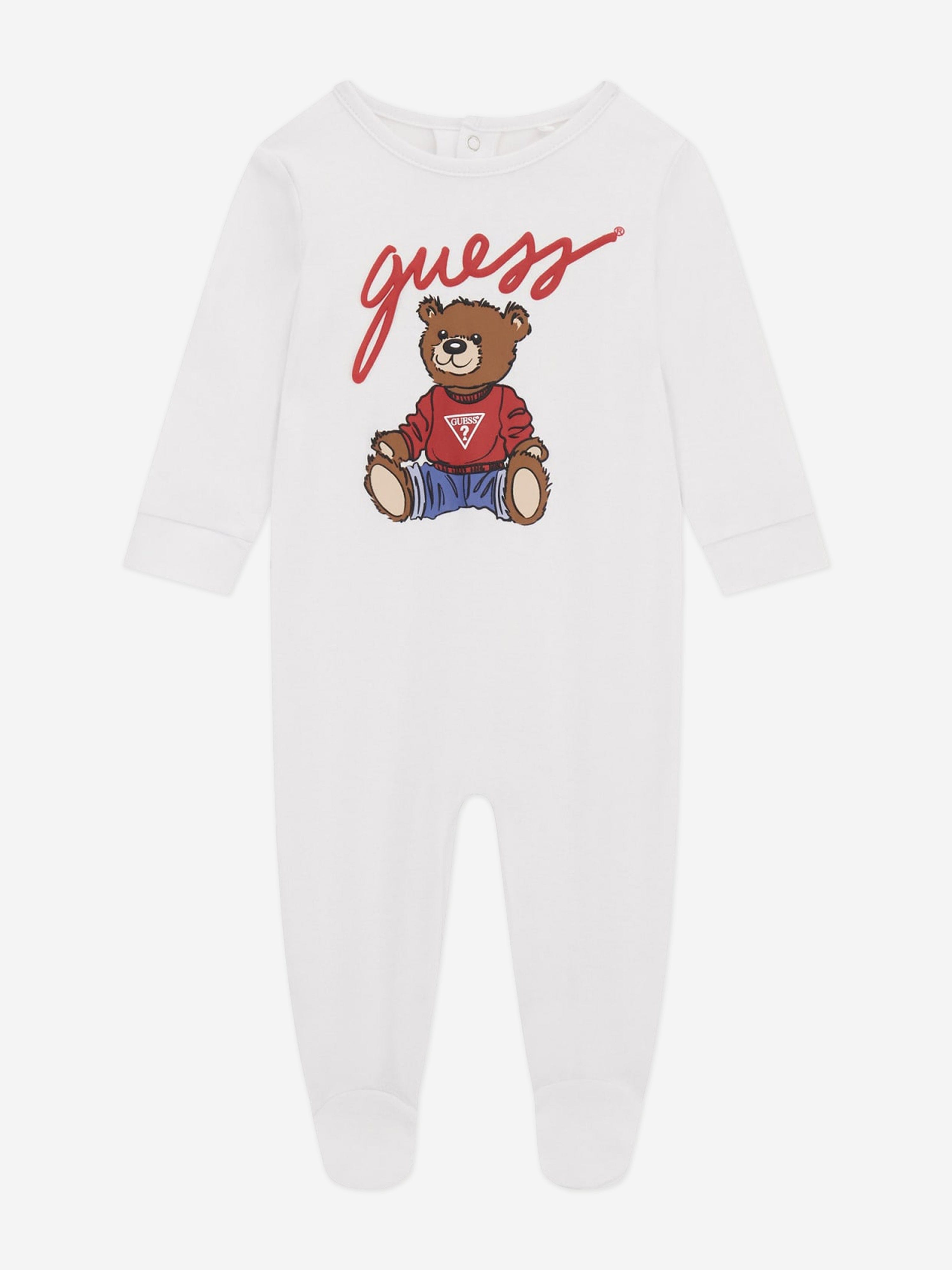 Guess Baby Teddy Bear Babygrow in White | Childsplay Clothing UK