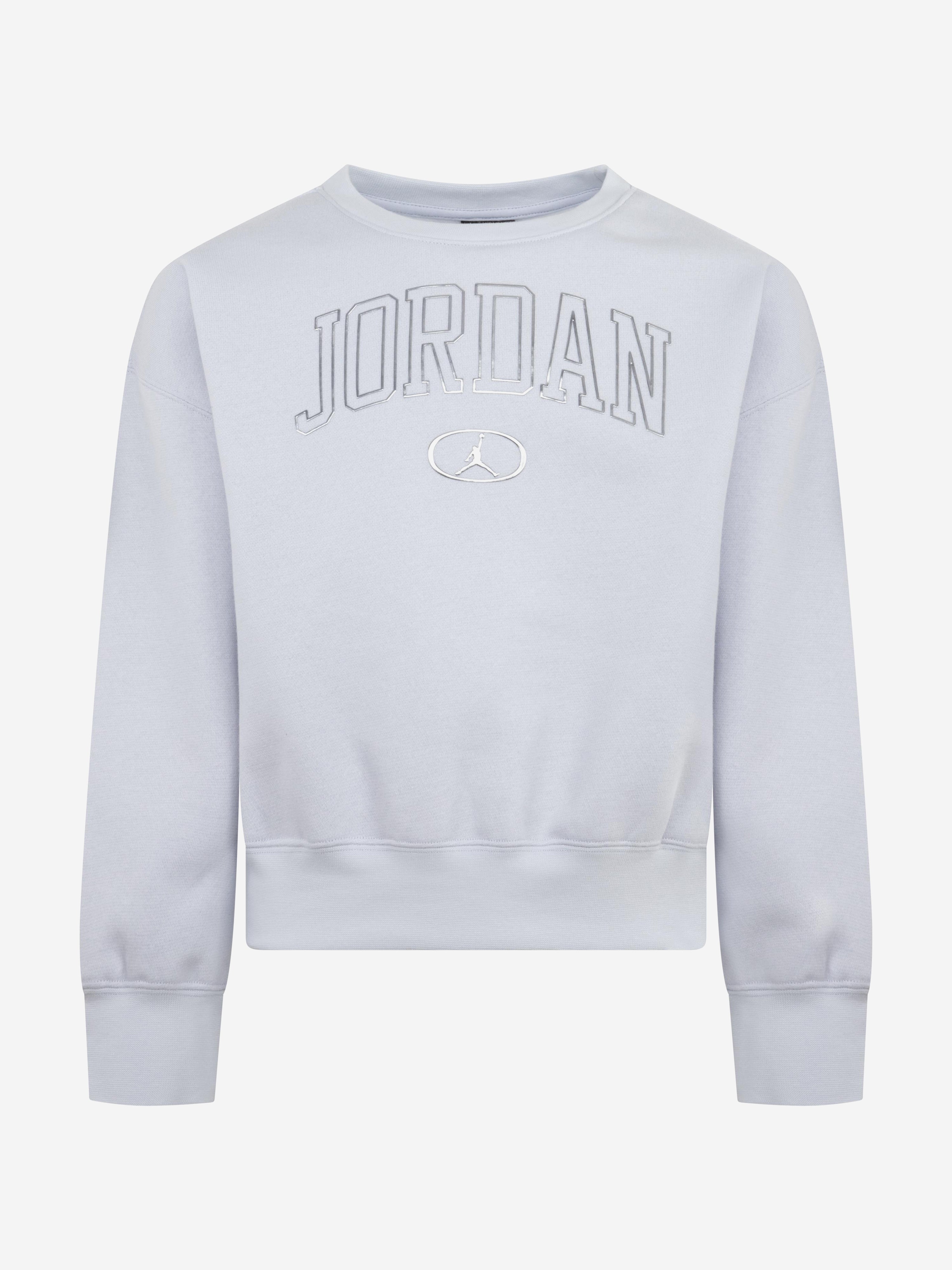 Jordan Girls Logo Sweatshirt in Grey | Childsplay Clothing UK