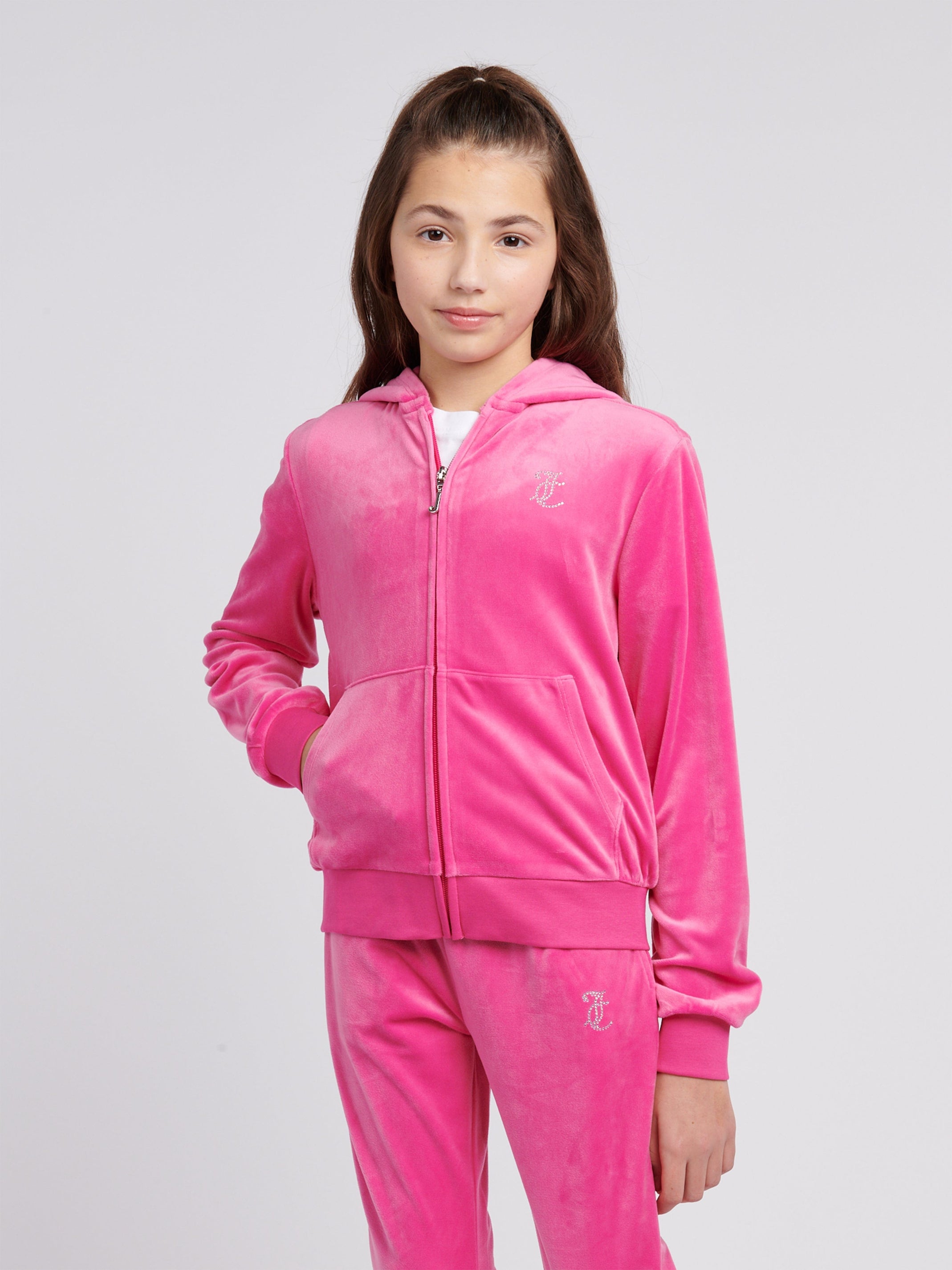 Juicy Couture Girls Diamante Bootcut Joggers in Pink | Childsplay Clothing