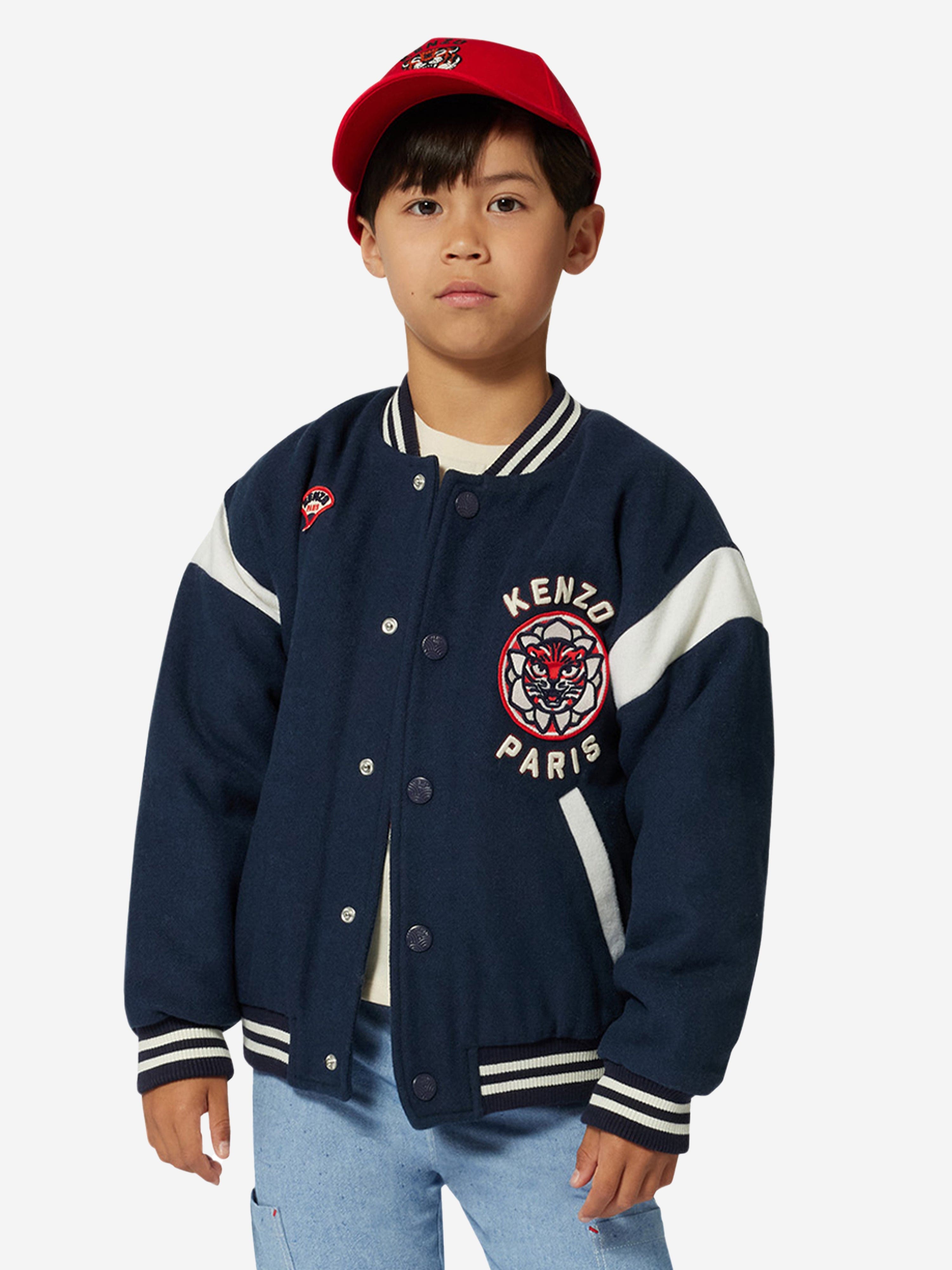 KENZO Boys Tiger Varsity Jacket in Navy | Childsplay Clothing UK
