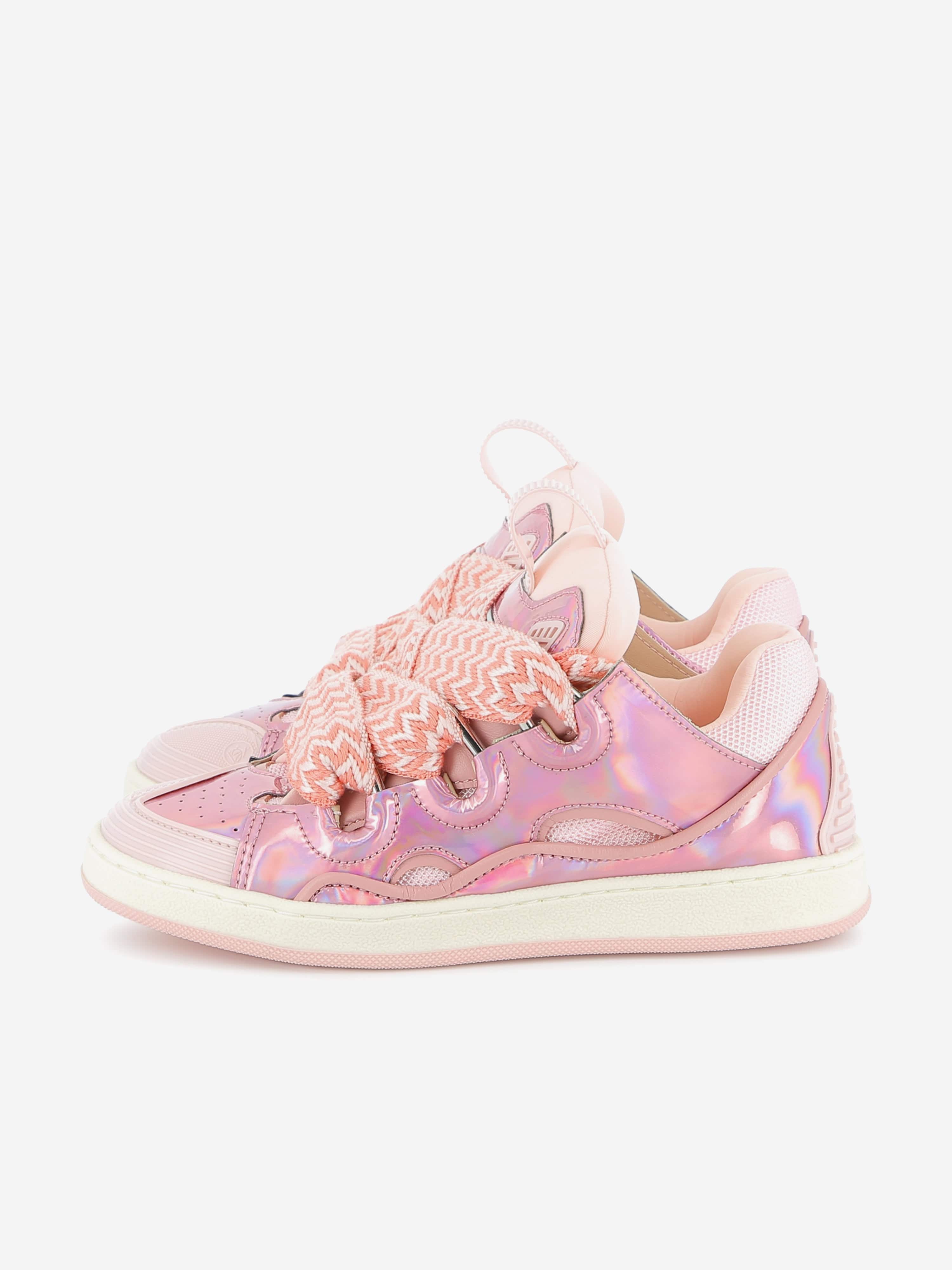 Lanvin Girls Leather Curb Trainers in Pink | Childsplay Clothing UK