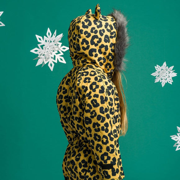Kids Leopard Ski Suit in Yellow | Childsplay Clothing