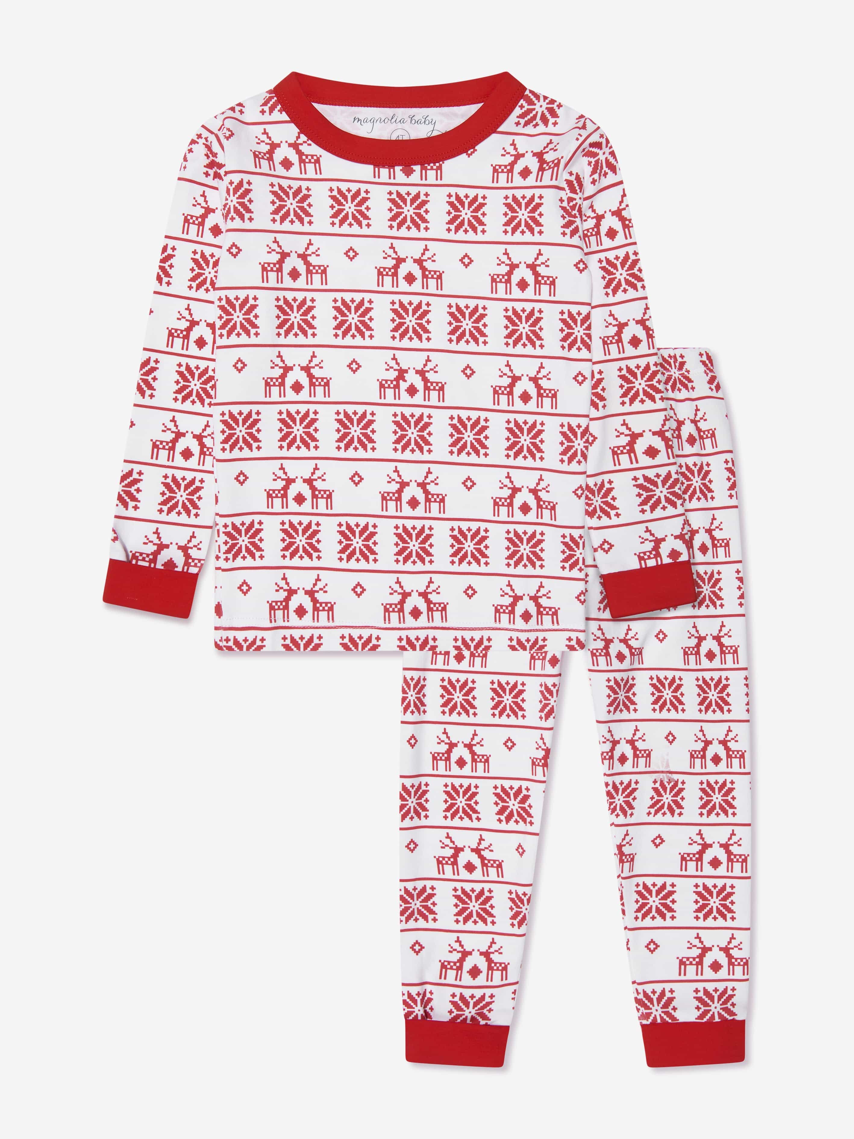 Kids Fair Isle Long Pyjamas in Red | Childsplay Clothing