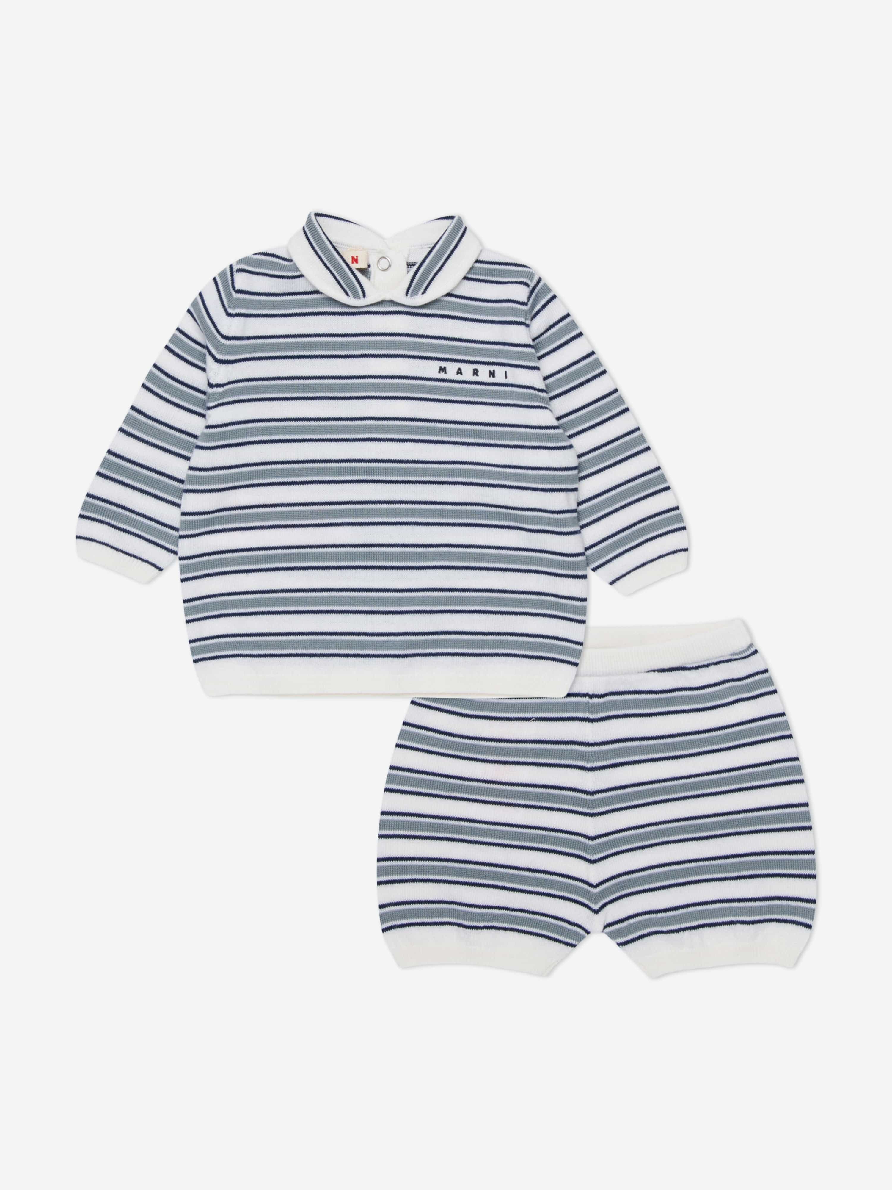 MARNI Baby Striped Short Set in White | Childsplay Clothing