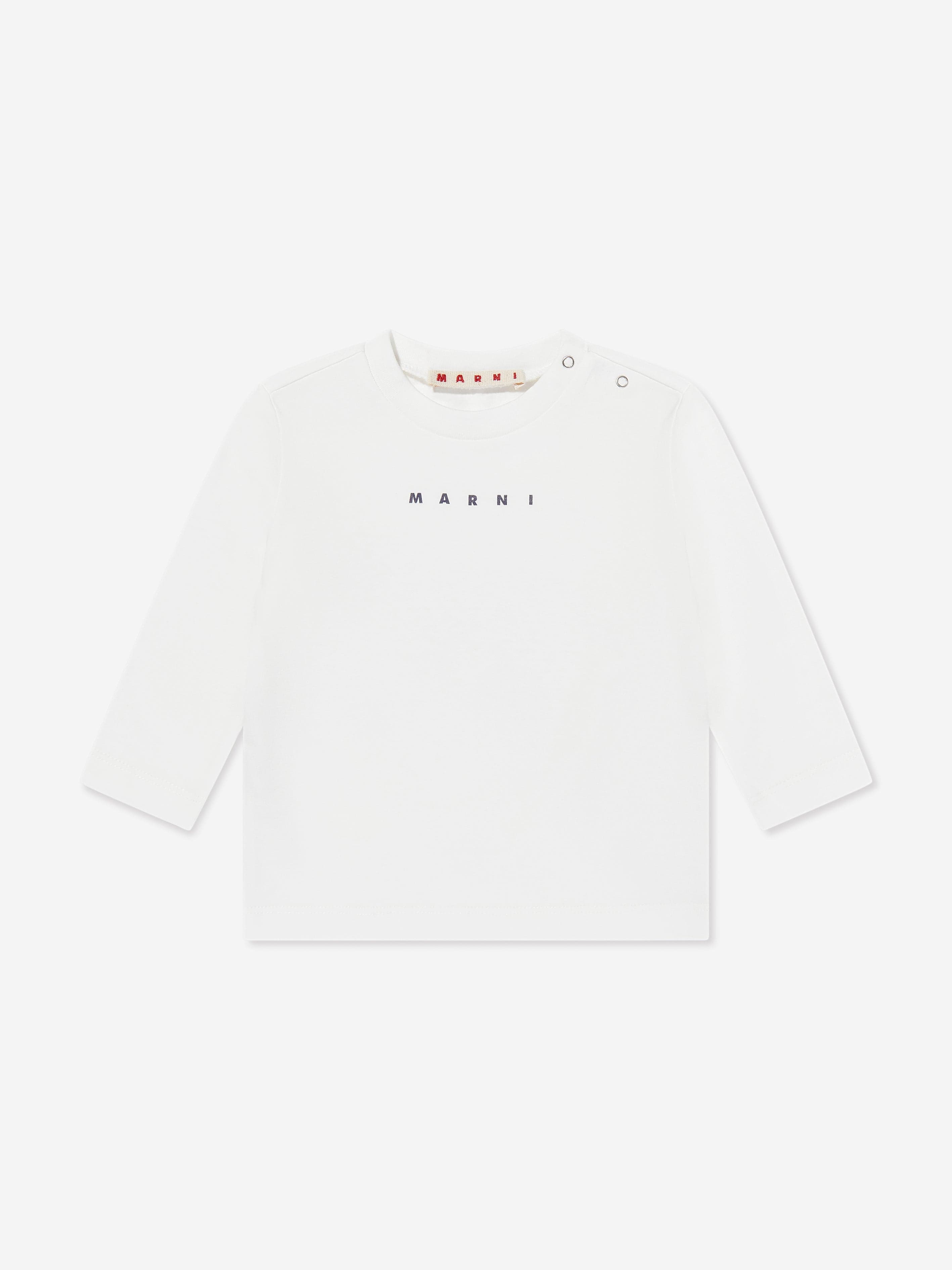 MARNI Baby Long Sleeve Logo T-Shirt in White | Childsplay Clothing UK