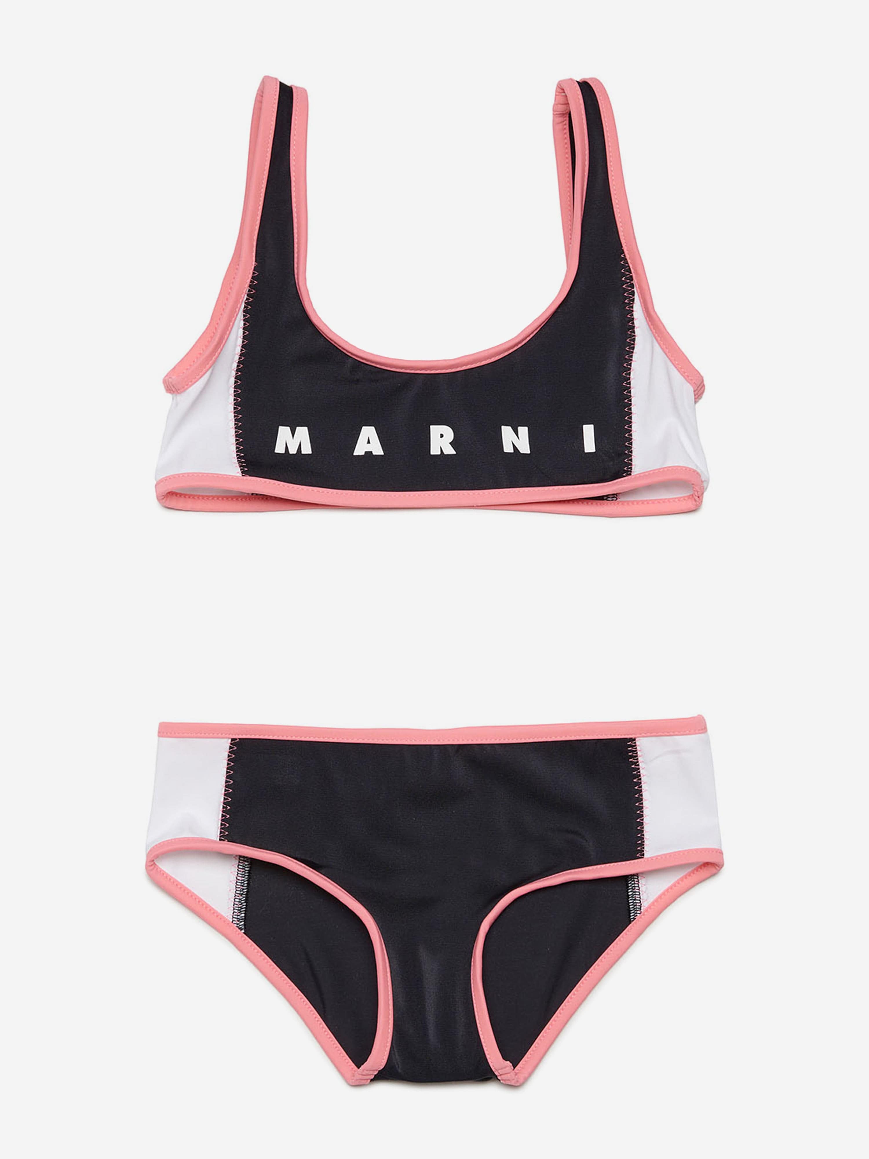 MARNI Girls Logo Bikini in Black | Childsplay Clothing