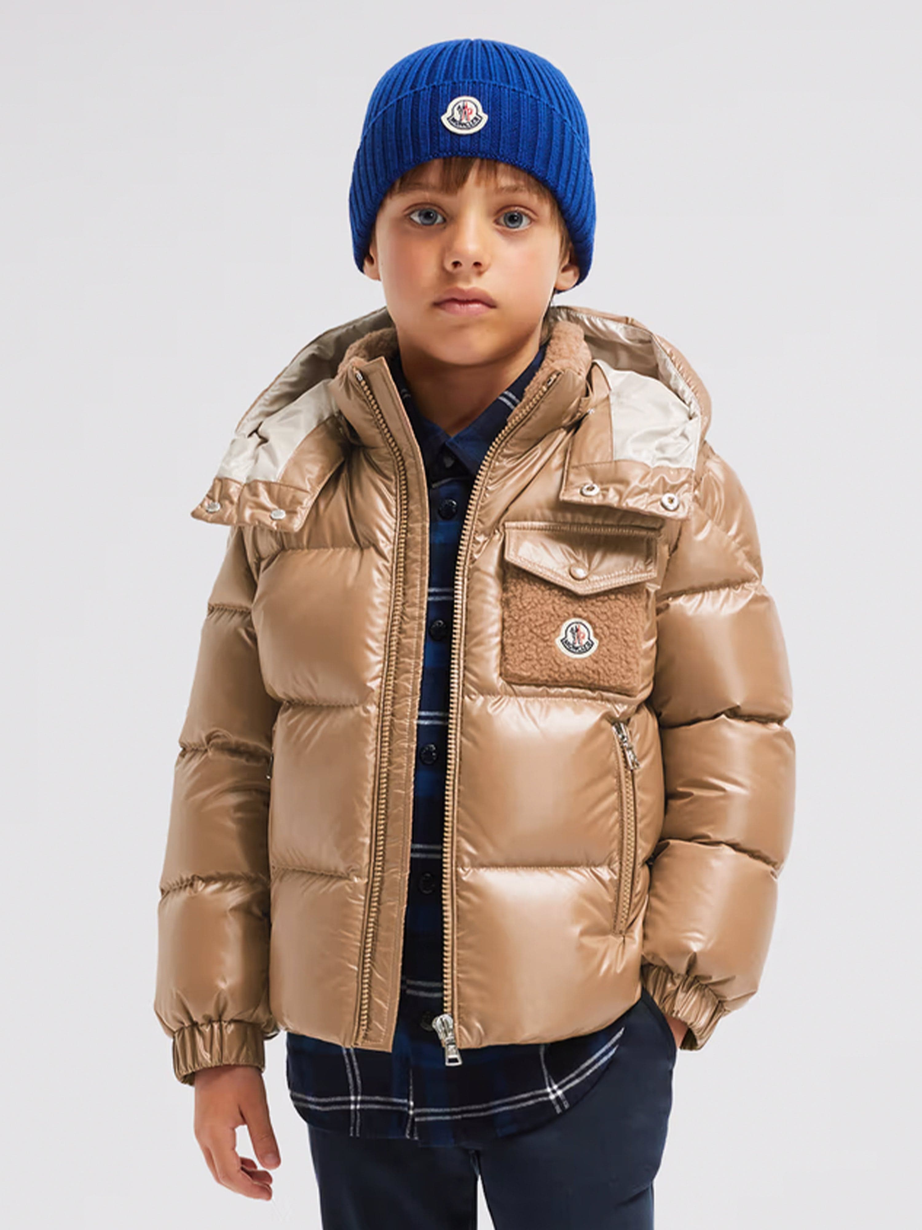 Moncler Enfant Boys Down Padded Yule Jacket in Beige | Childsplay Clothing