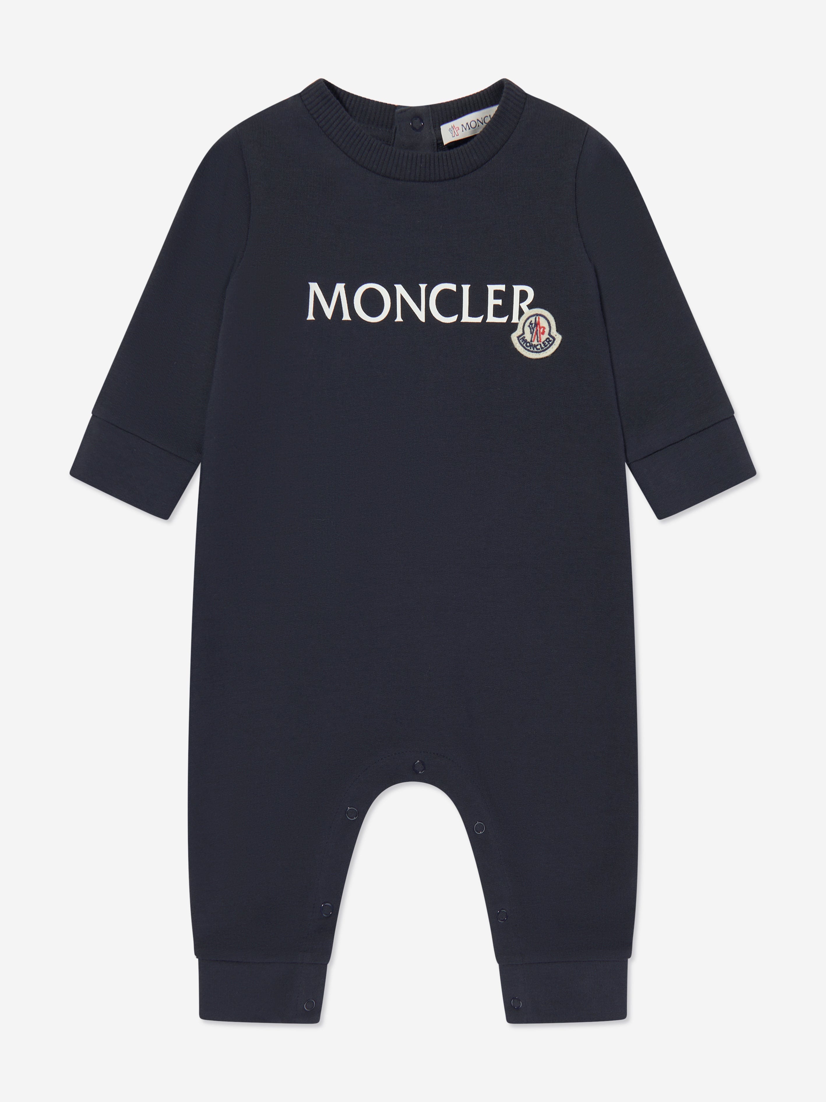 Moncler Enfant Baby Logo Romper in Navy | Childsplay Clothing UK