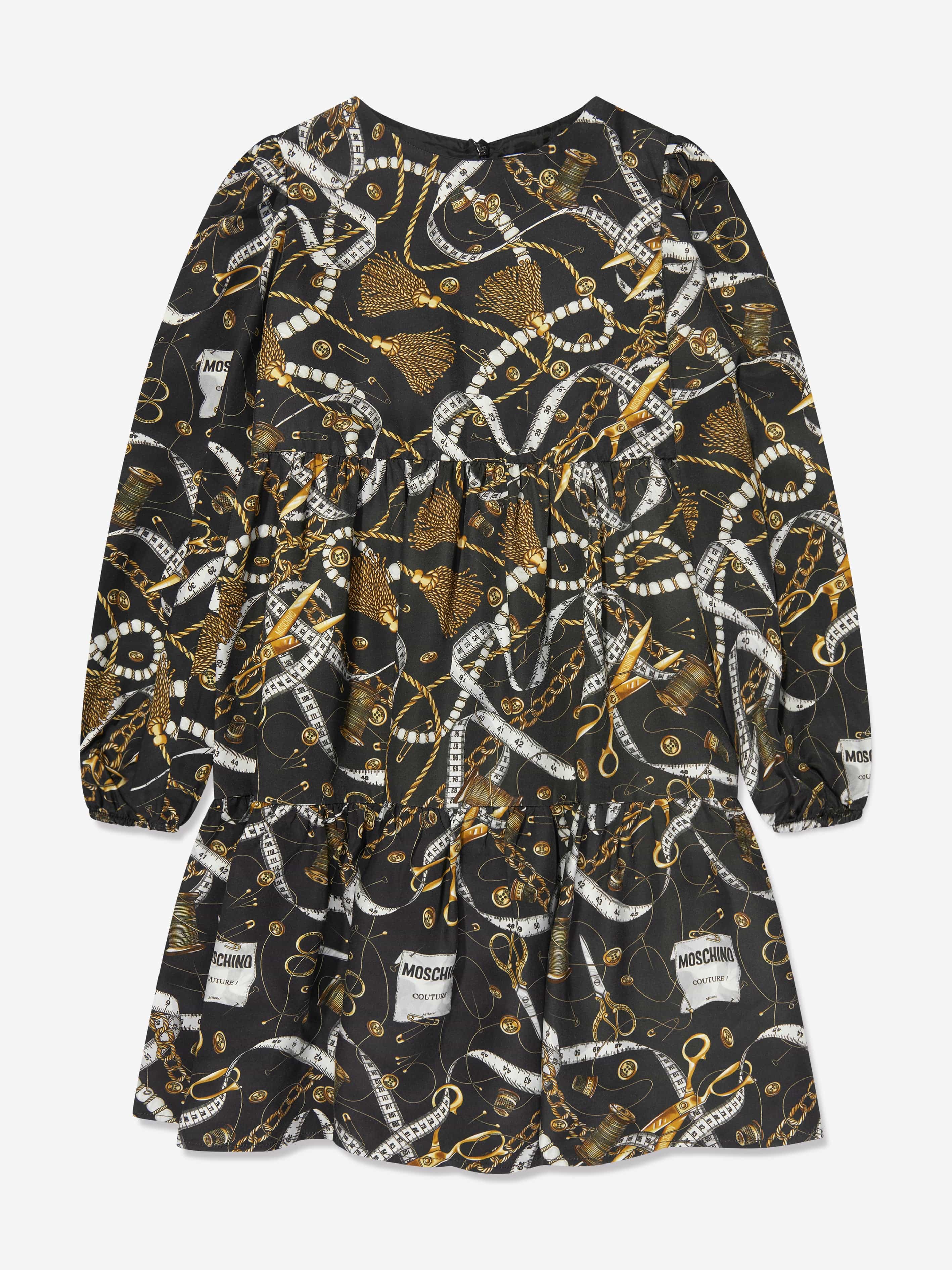 Moschino Girls Chain Print Dress in Black | Childsplay Clothing