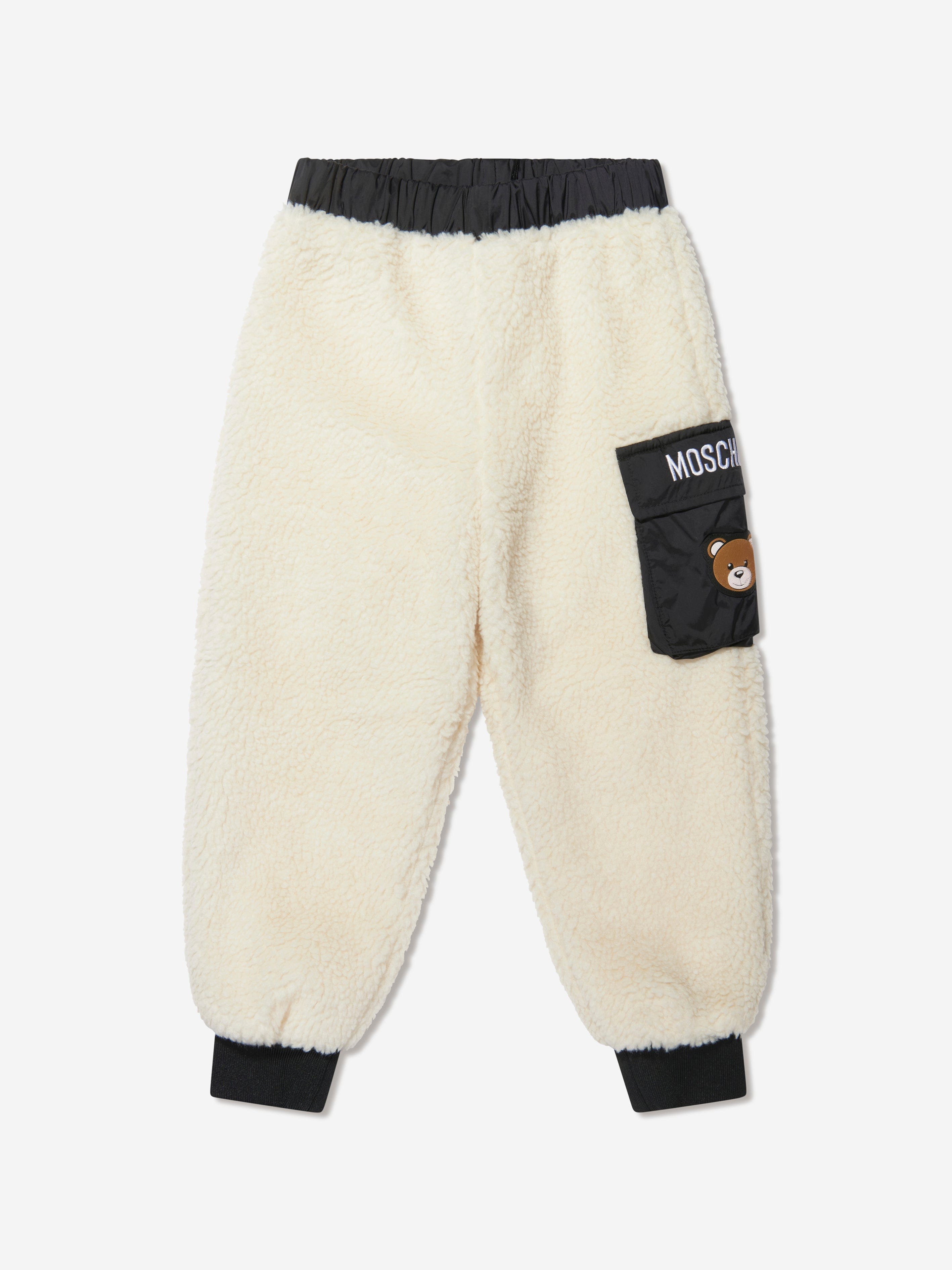Moschino Kids Teddy Bear Pocket Joggers in Ivory | Childsplay Clothing UK