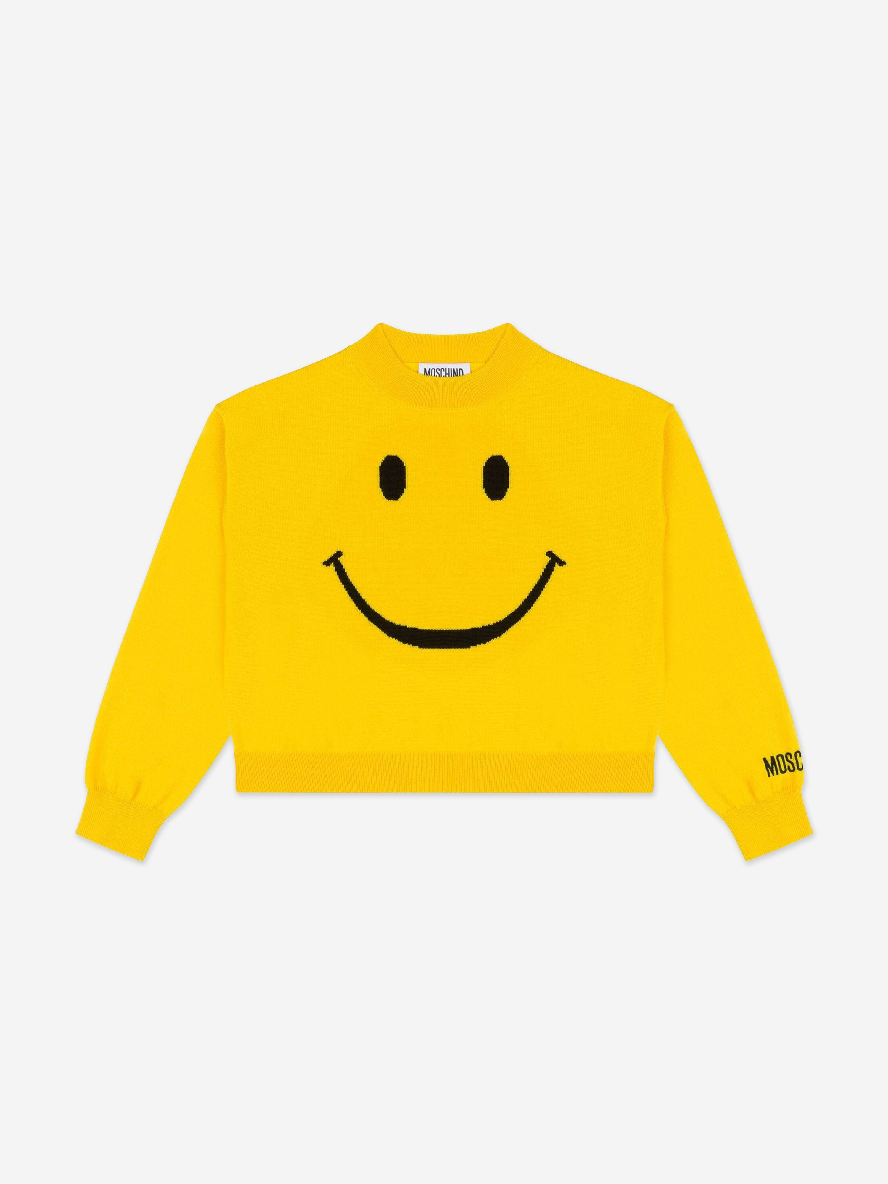 Moschino Kids Wool Smiley Face Jumper in Yellow | Childsplay Clothing