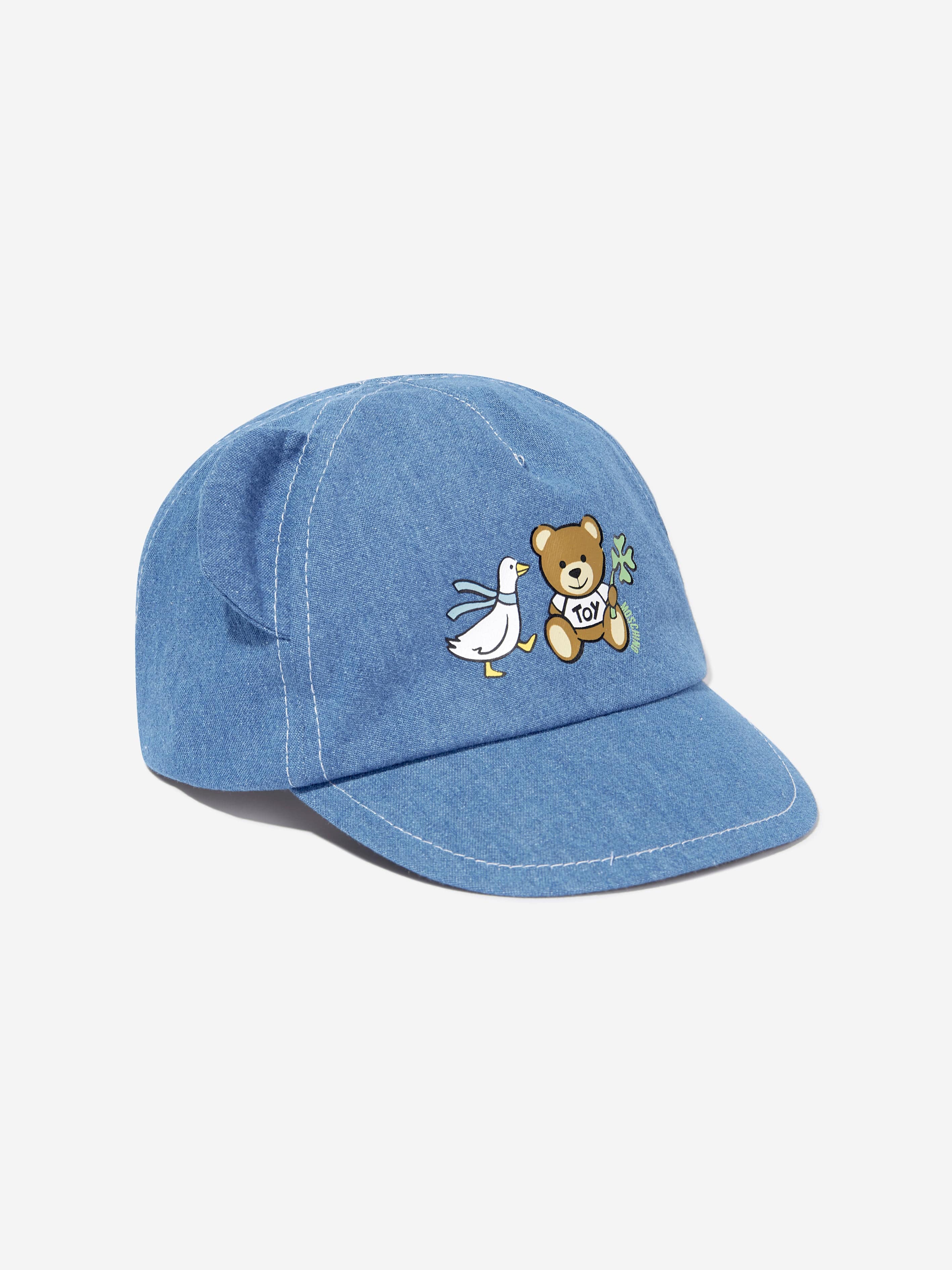 Moschino Baby Teddy Bear Cap with Ears in Blue | Childsplay Clothing