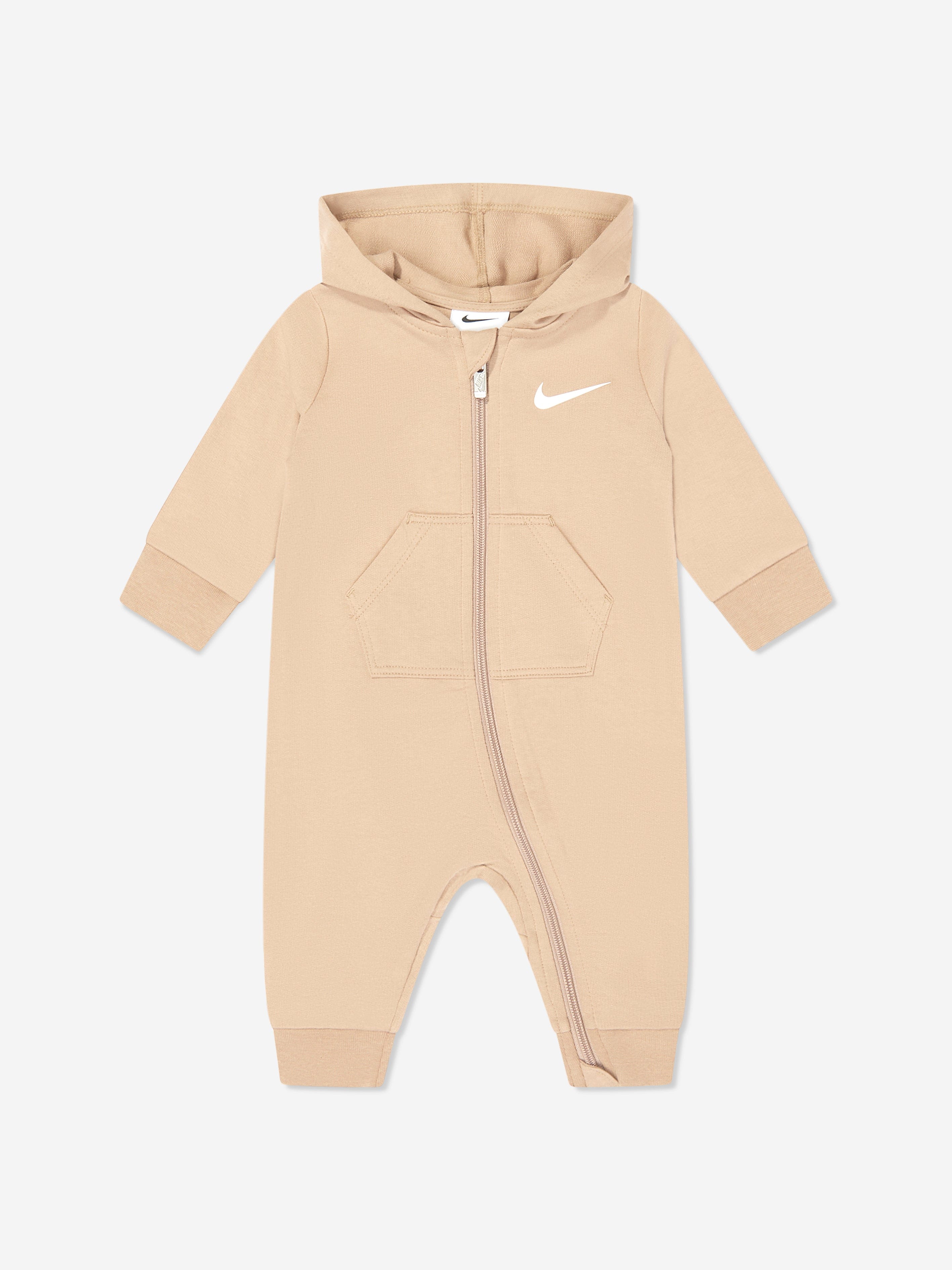Nike Baby Essentials Hooded Coverall in Beige | Childsplay Clothing UK