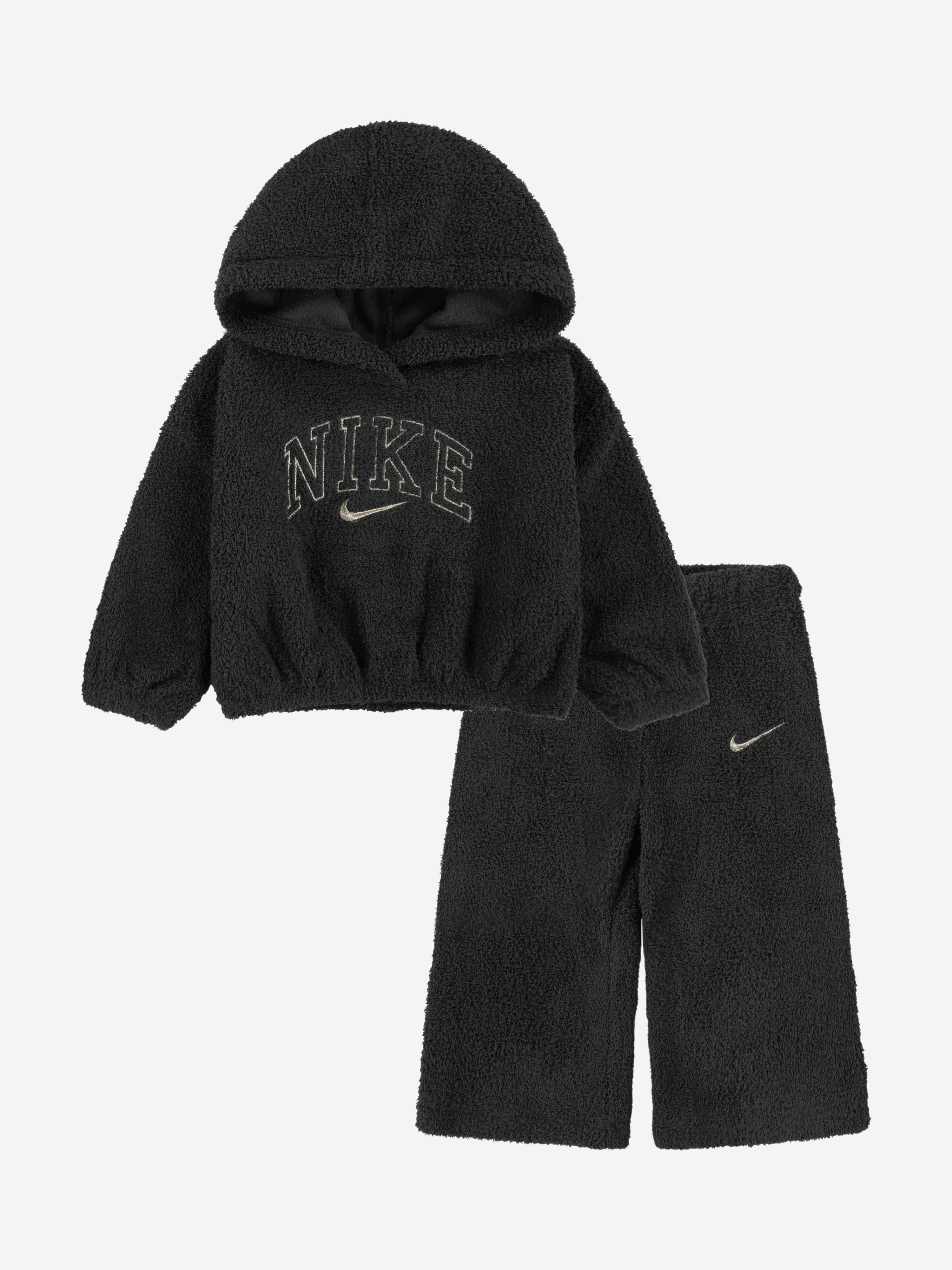 Nike Girls Swoosh Spirit Teddy Tracksuit in Black | Childsplay Clothing