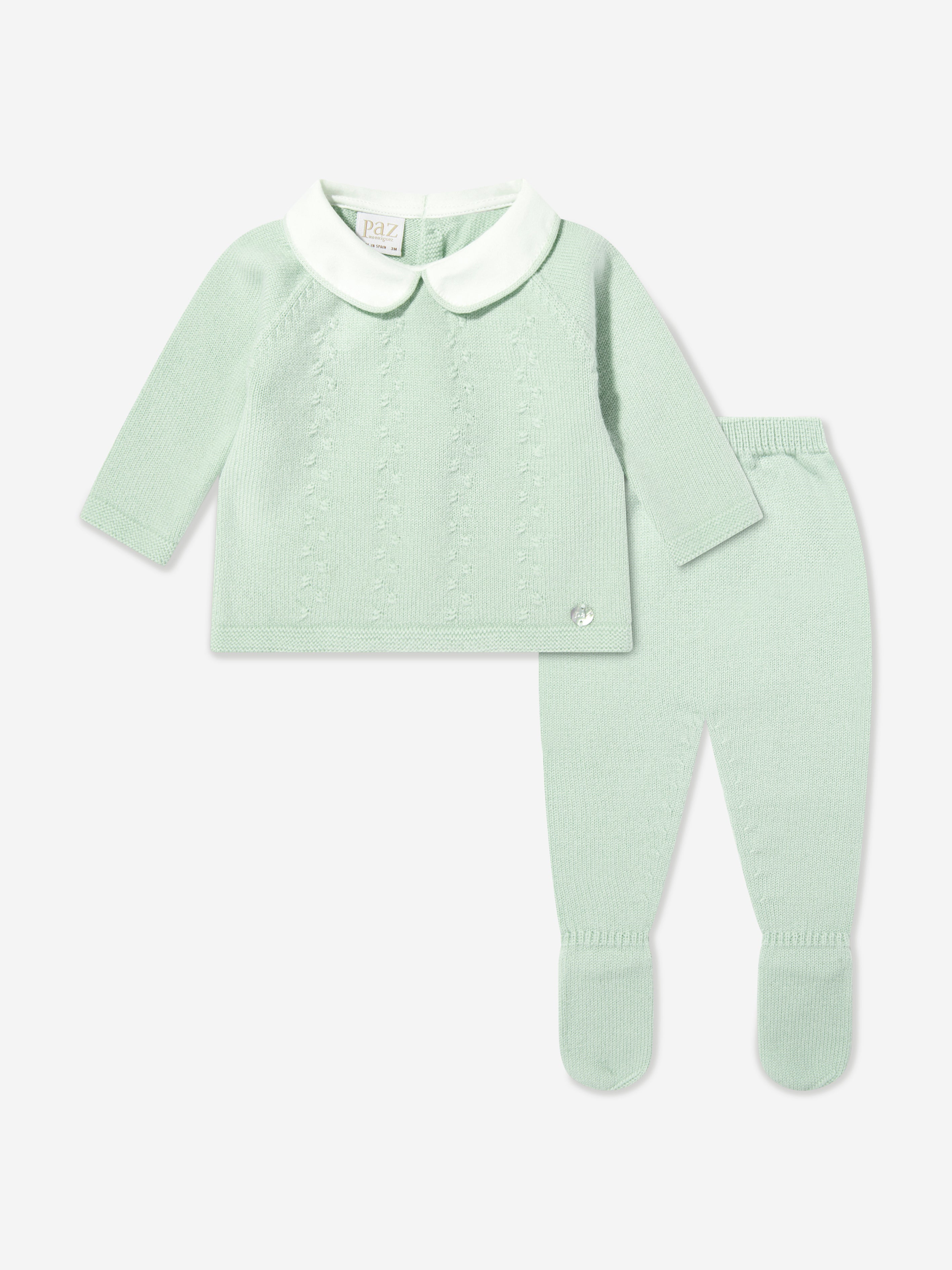 Paz Rodriguez Baby Boys Knitted 2 Piece Babygrow Set in Green ...