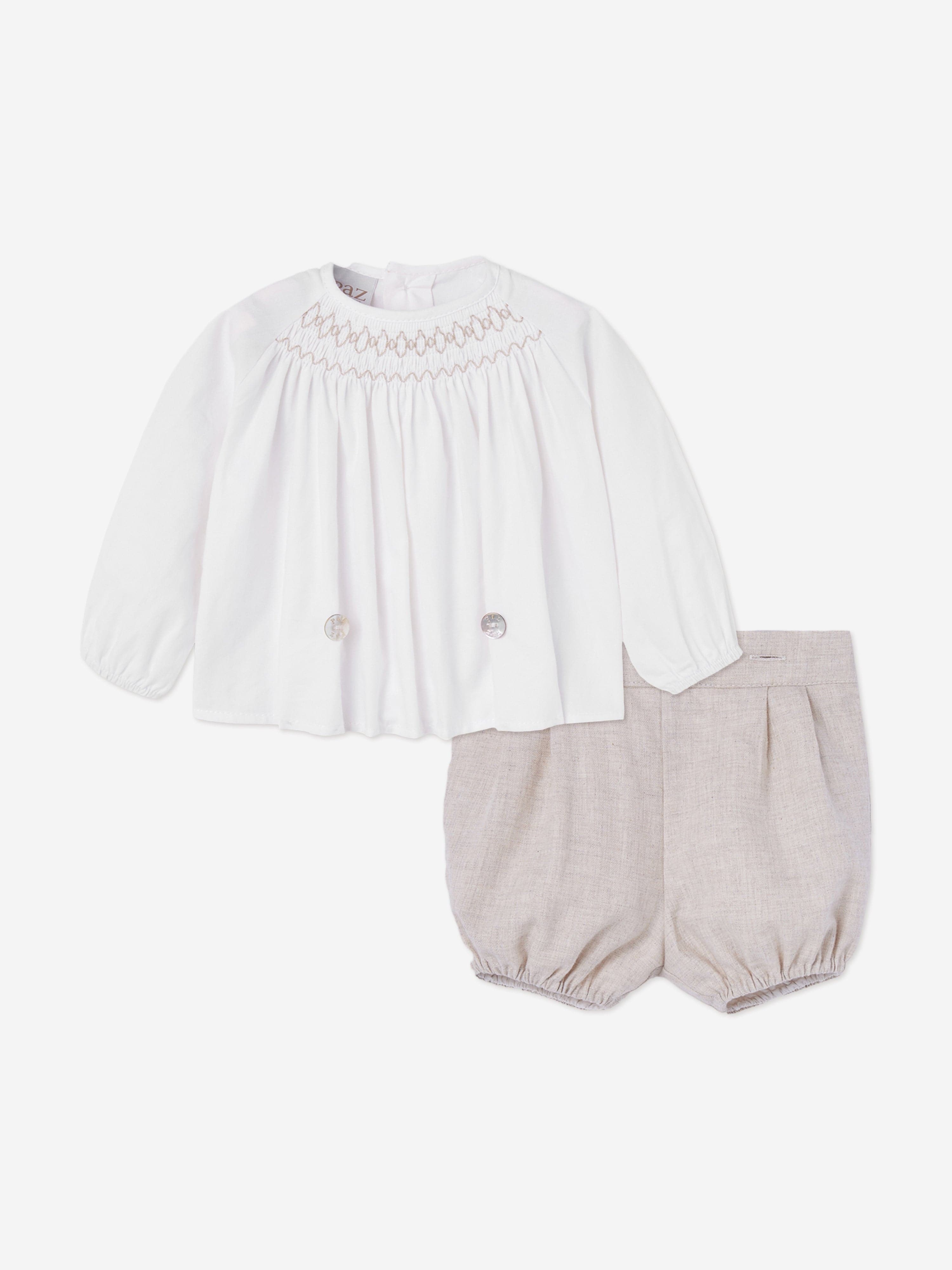 Paz Rodriguez Baby Blouse and Short Set in Beige | Childsplay Clothing