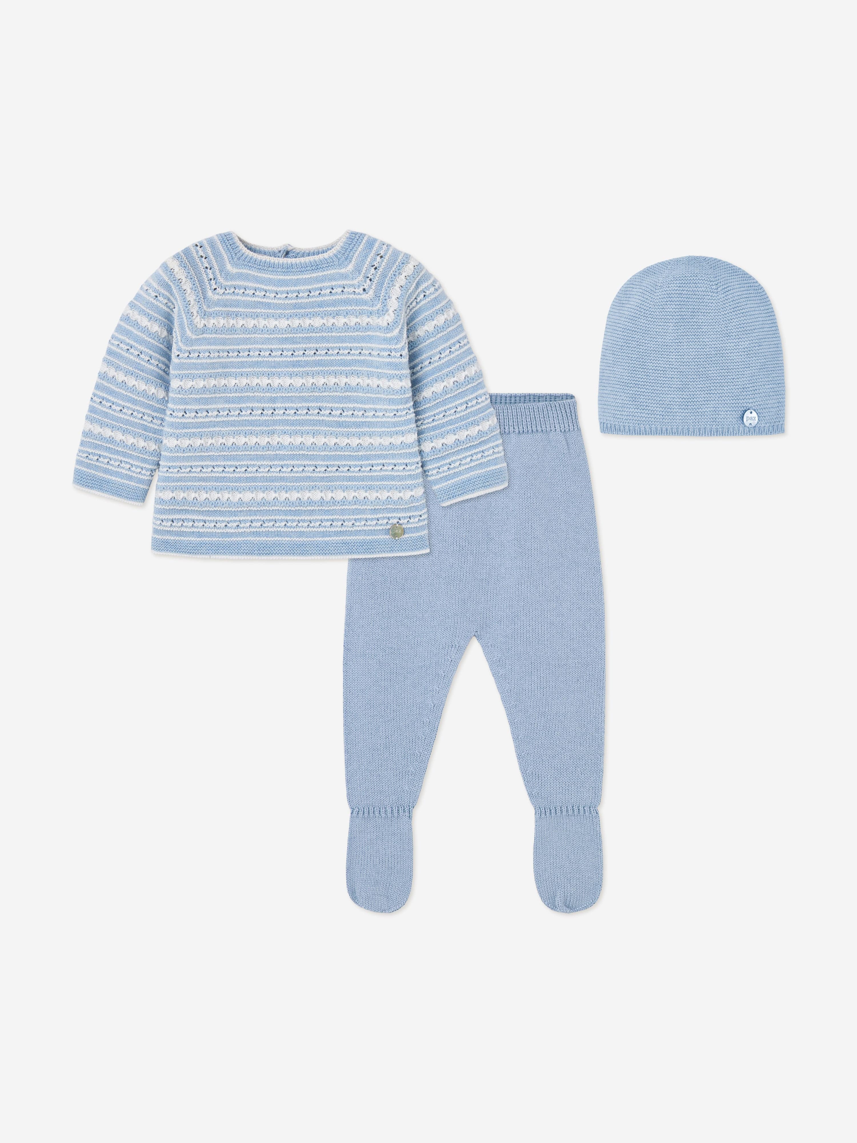 Paz Rodriguez Baby Boys Knitted 3 Piece Leggings Set in Blue ...