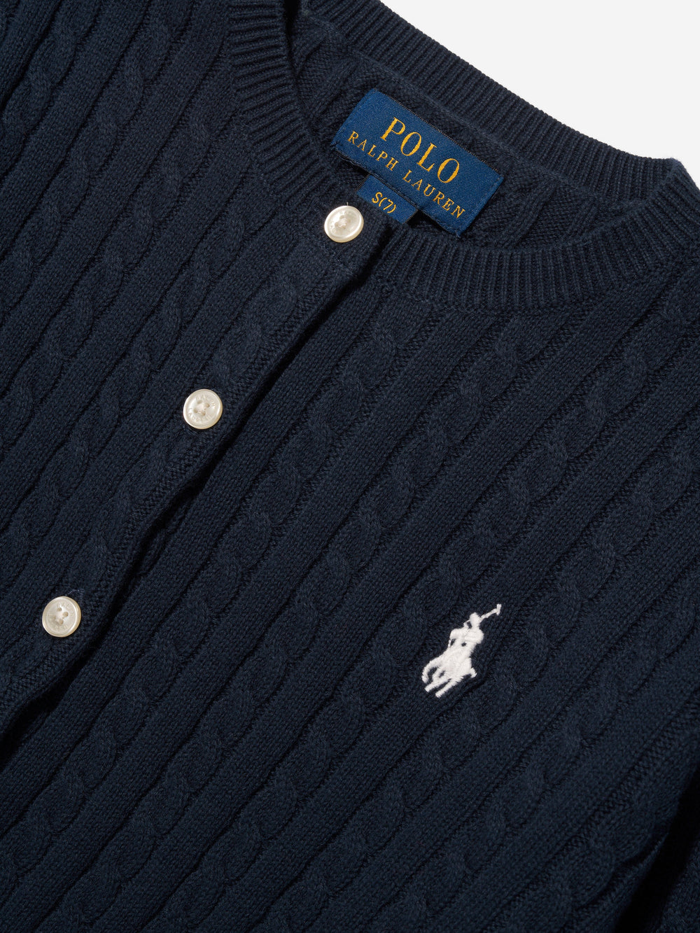 Girls Cable Knit Cardigan in Navy | Childsplay Clothing