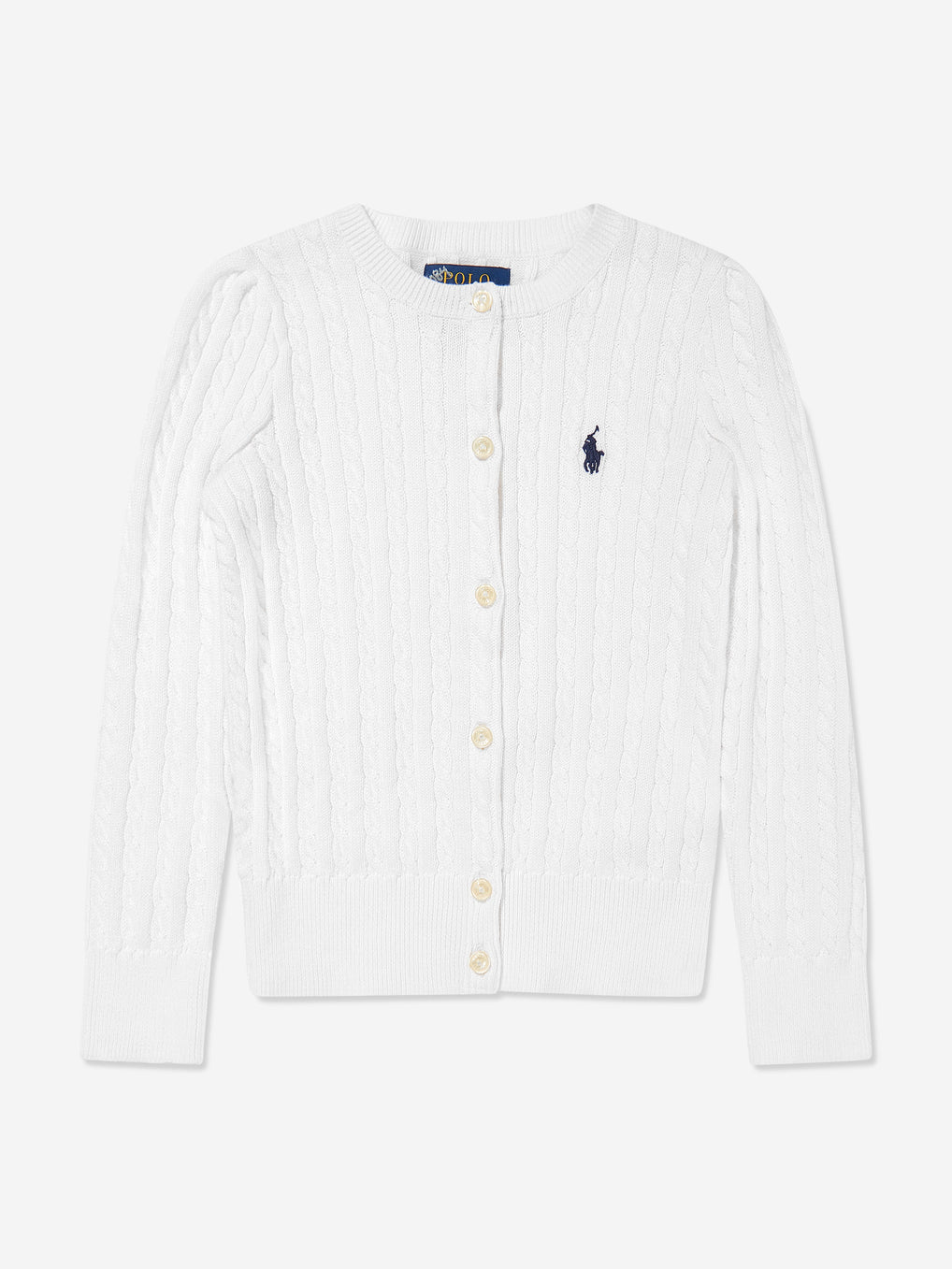 Girls Mini Cable Knit Cardigan in White | Childsplay Clothing