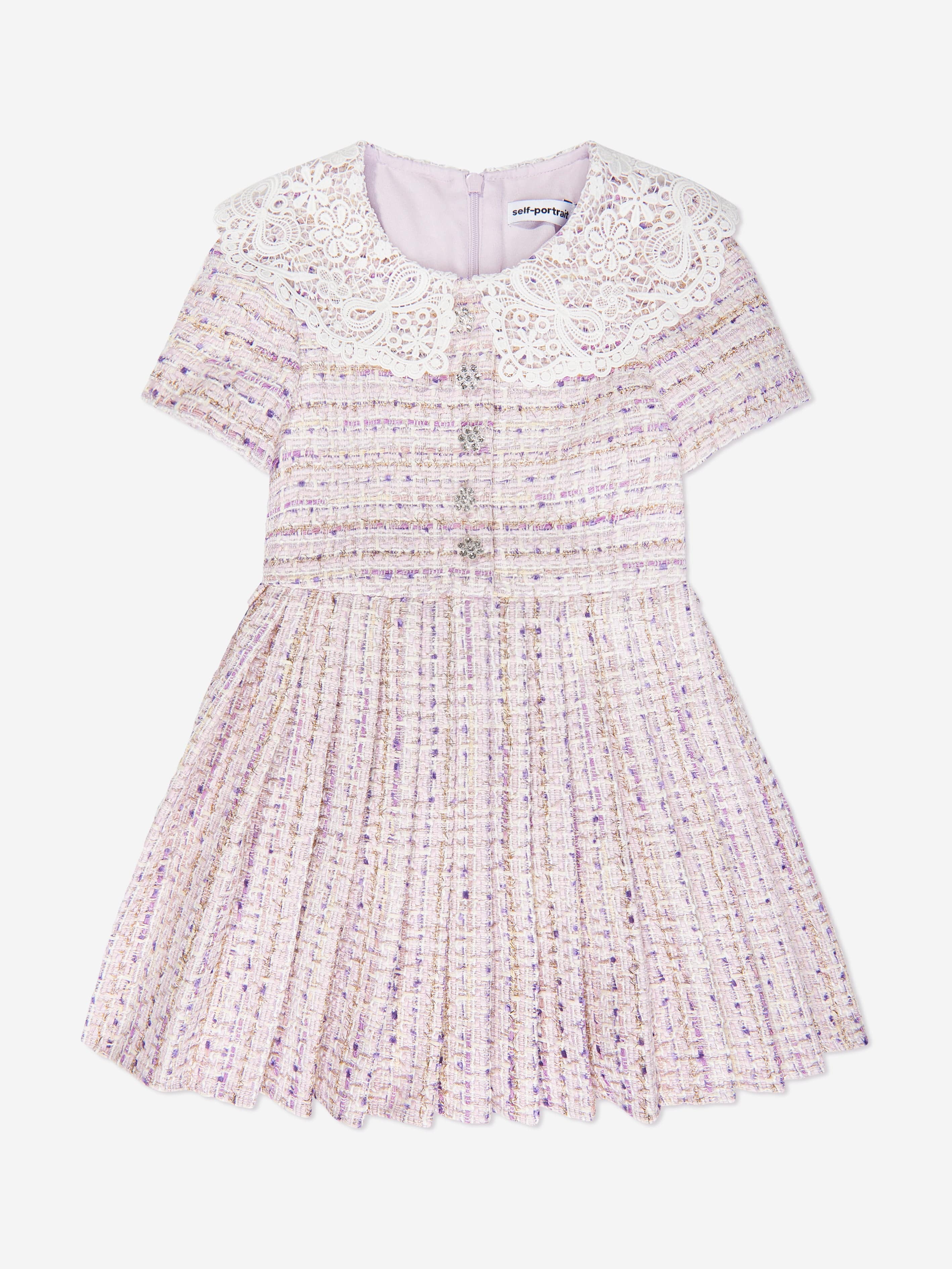 Self Portrait Girls Boucle Dress in Purple | Childsplay Clothing