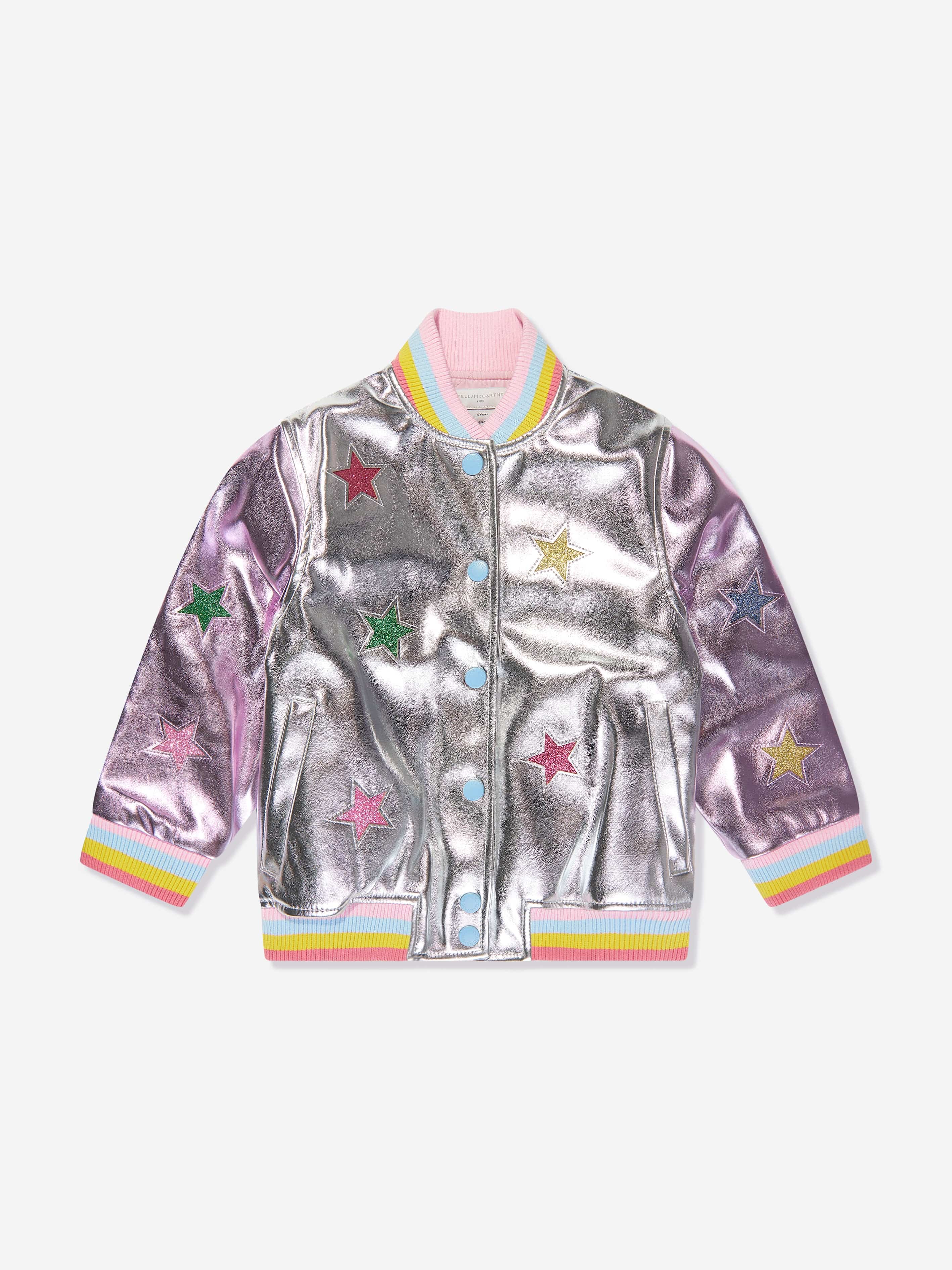 Stella McCartney Girls Star Varsity Jacket in Silver | Childsplay Clothing