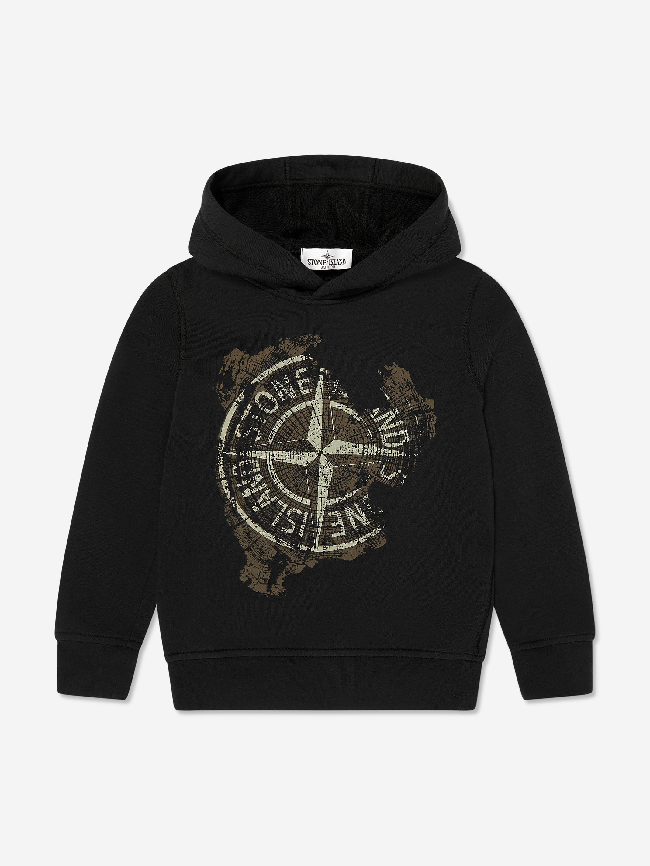 Stone Island Boys Logo Hoodie in Black | Childsplay Clothing