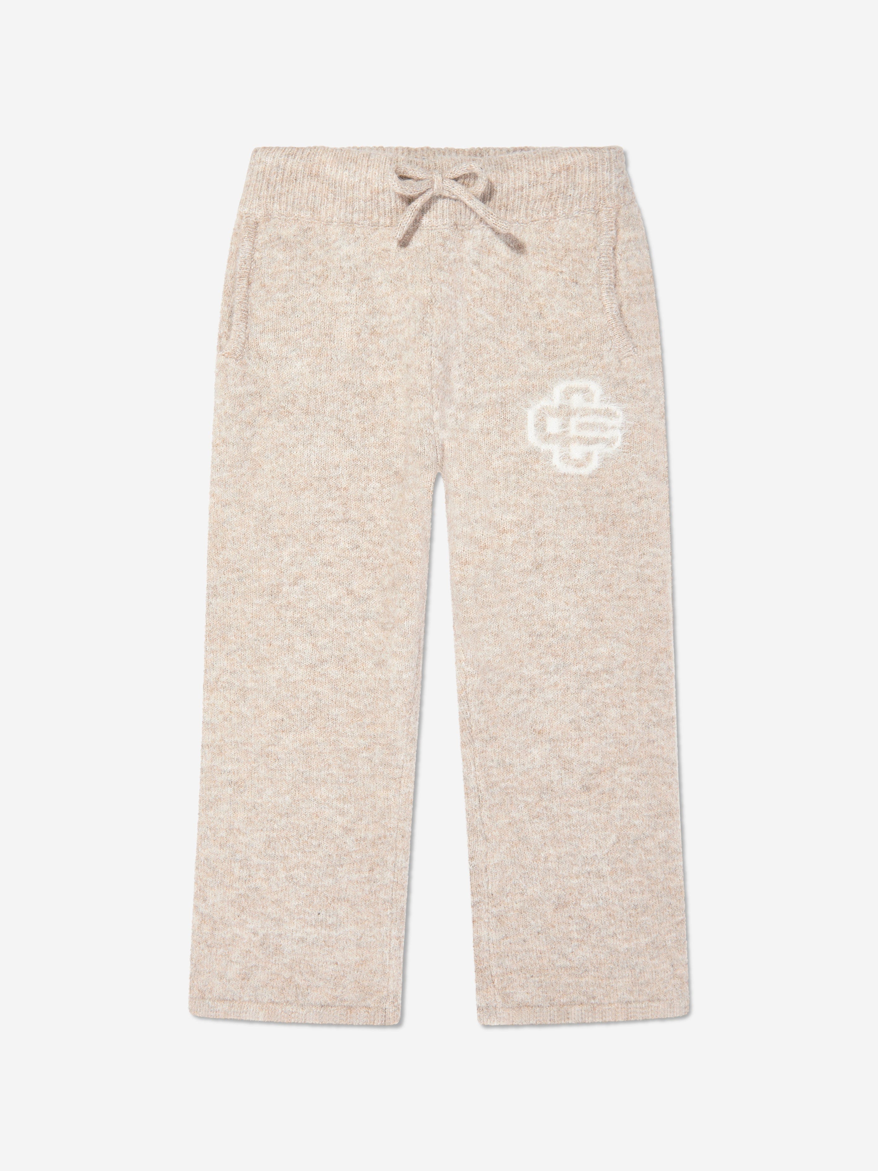 The Couture Club Kids Fluffy Knit Emblem Joggers in Beige | Childsplay ...