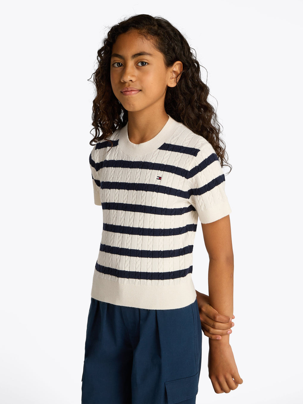Girls Striped Mini Cable Jumper in Multicolour | Childsplay Clothing